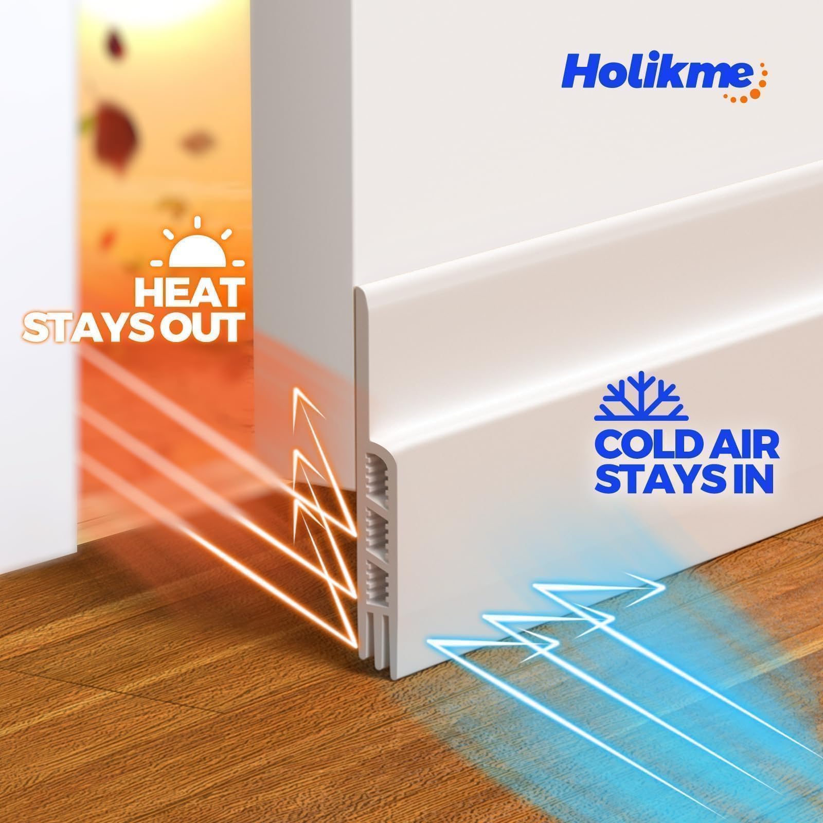Holikme 2 Pack Door Draft Stopper Under Door Draft Blocker Insulator Door Sweep Weather Stripping Noise Stopper Strong Adhesive White 37" Length