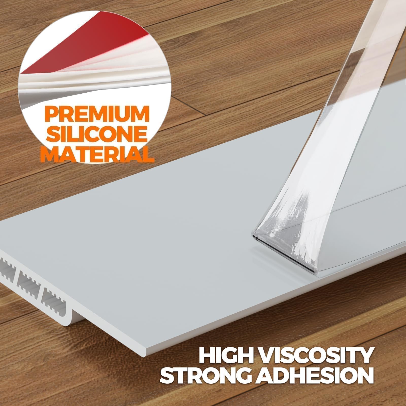 Holikme 2 Pack Door Draft Stopper Under Door Draft Blocker Insulator Door Sweep Weather Stripping Noise Stopper Strong Adhesive White 37" Length