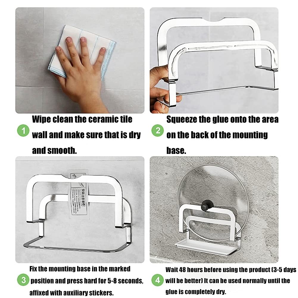 Self Adhesive Stainless Steel Pan Cover Racks ,Pantry Organization Rack, Cutting Board Storage , Pot Lid Holder (2 Pack)