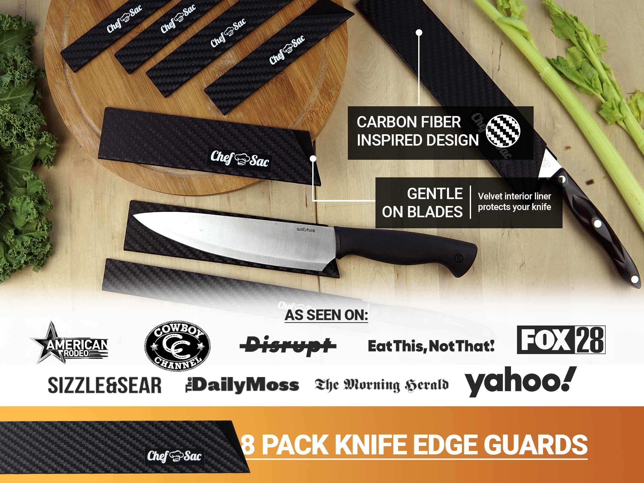Chef Sac Chef Knife Roll Bag Case with 8-Pack Knife Guards Included