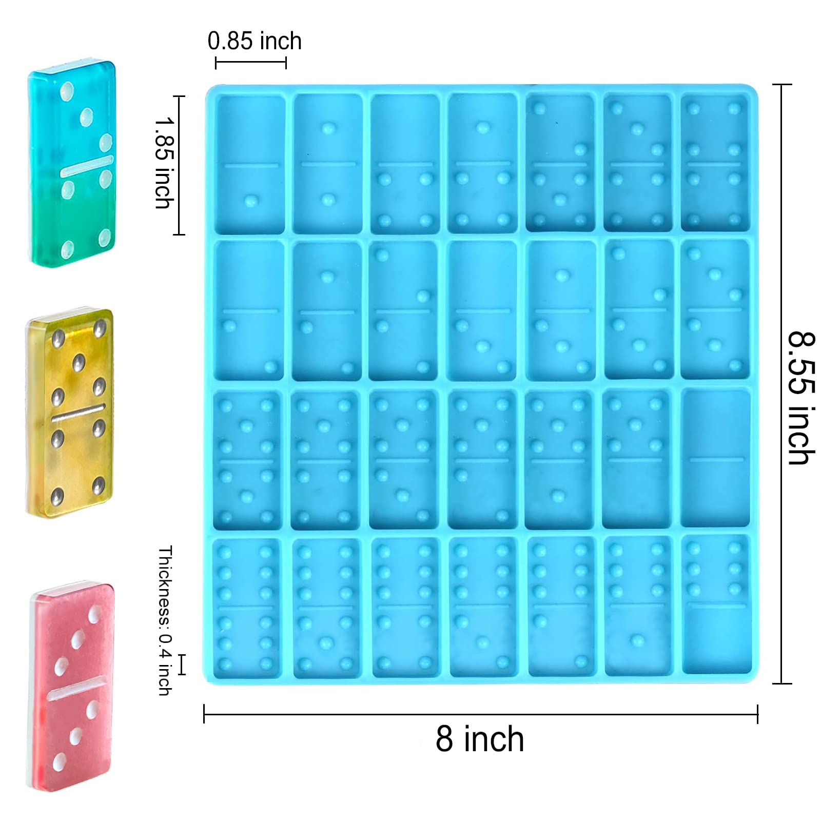 Domino Molds for Resin Casting, Funstorm Upgraded Resin Molds, Glossy & Durable, 28 Cavities Sturdy Silicone Molds for Pendant, Keychain, Jewelry Making