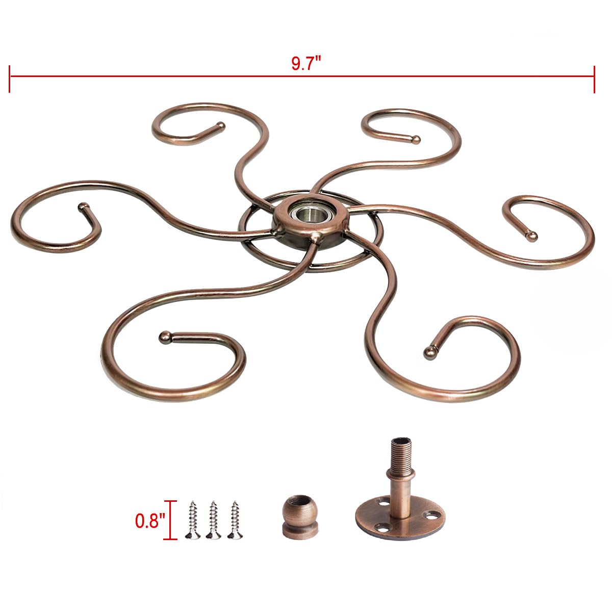 GeLive Rotary Wine Glass Rack Under Cabinet Stemware Holder, Under Shelf Glass Hanger Drying Rack Organizer With 6 Hooks for Home and Bar Storage (Bronze)