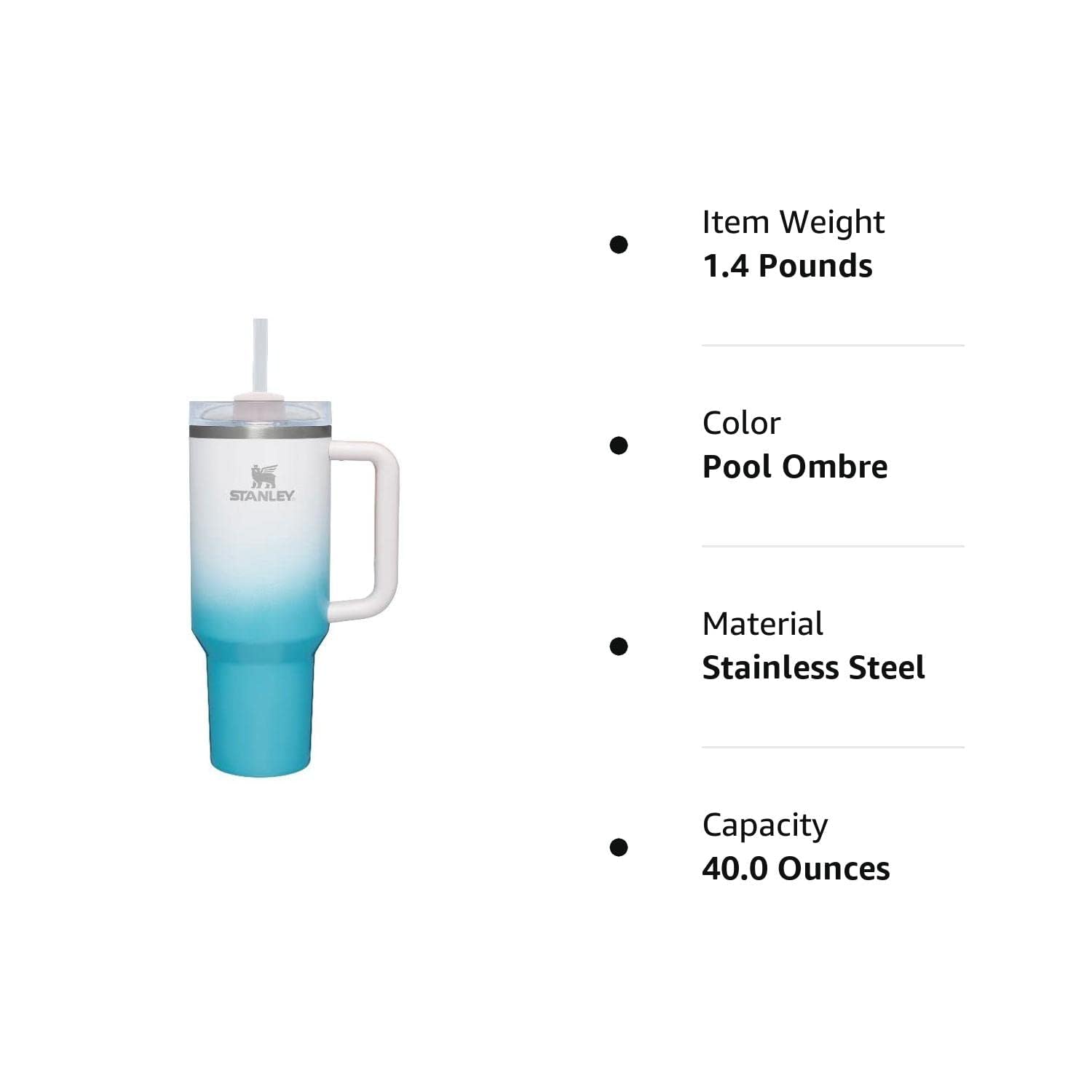Stanley Flowstate 40oz Quencher H2.0 Tumbler - POOL OMBRE Exclusive