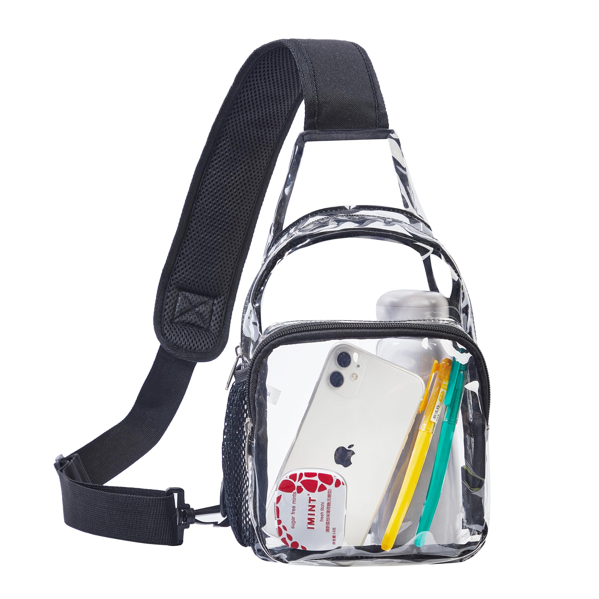 Clear Sling Bag Stadium Approved, Multipurpose Clear Shoulder Backpack, Casual Chest Daypack for Hiking, Stadium or Concerts