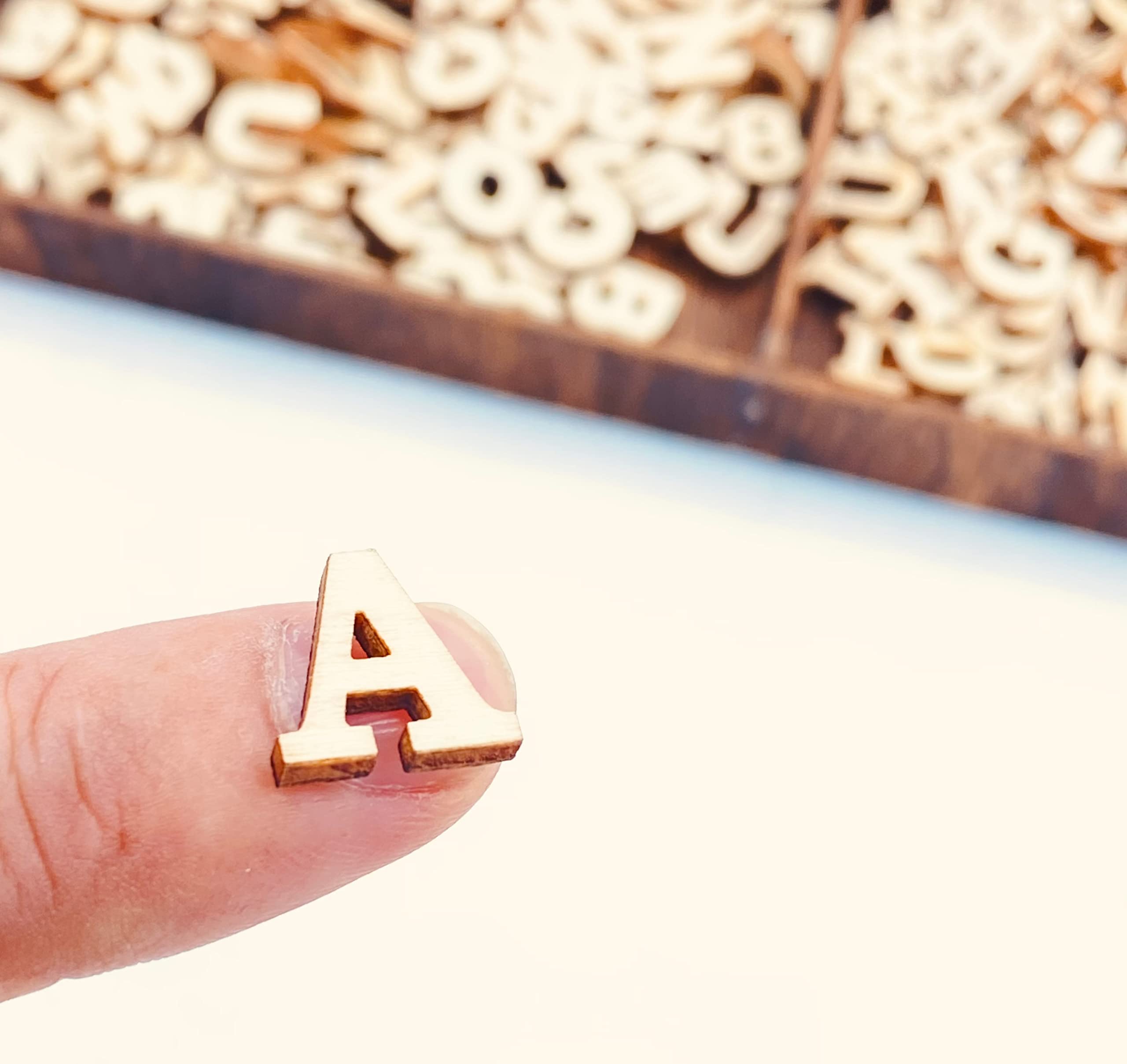592 Pieces 1/2 Inch Mini Wooden Alphabet Letters and Unfinished Wood Numbers with Rustic Storage Tray for Scrapbooking DIY Crafts Homemade Gifts