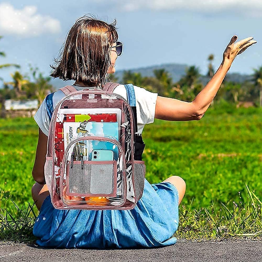 Clear Backpack for women and men, Heavy Duty Transparent Bookbag - 16" See Through Large Backpacks Stadium Approved