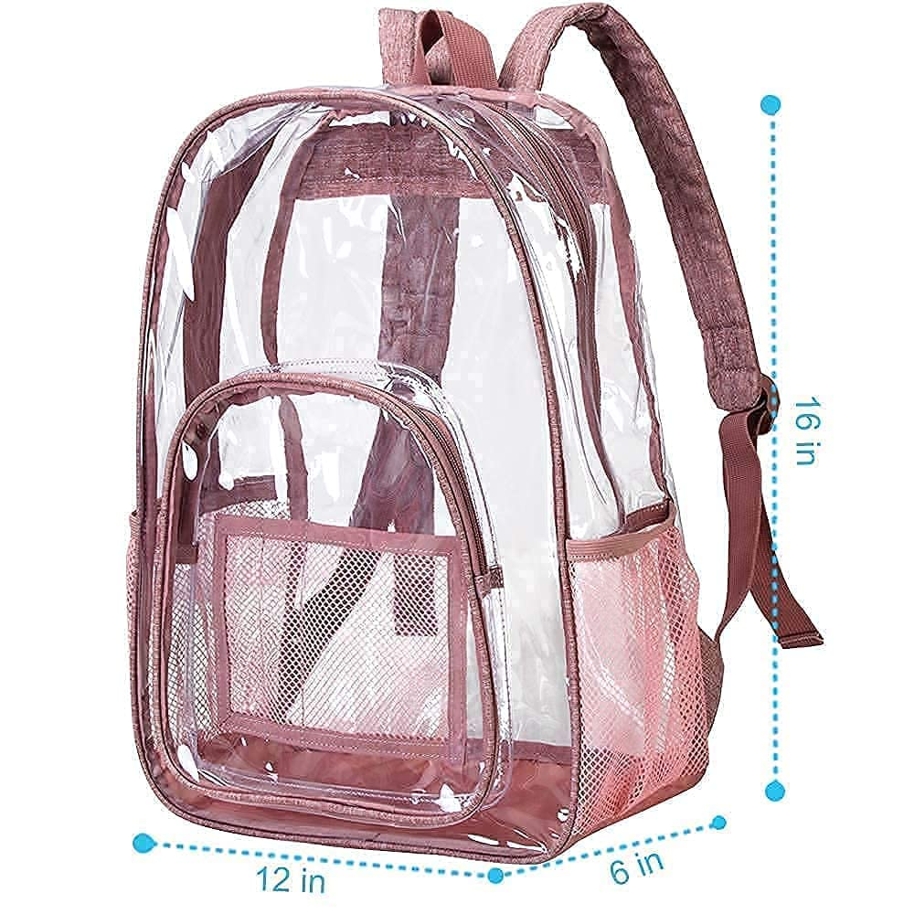 Clear Backpack for women and men, Heavy Duty Transparent Bookbag - 16" See Through Large Backpacks Stadium Approved