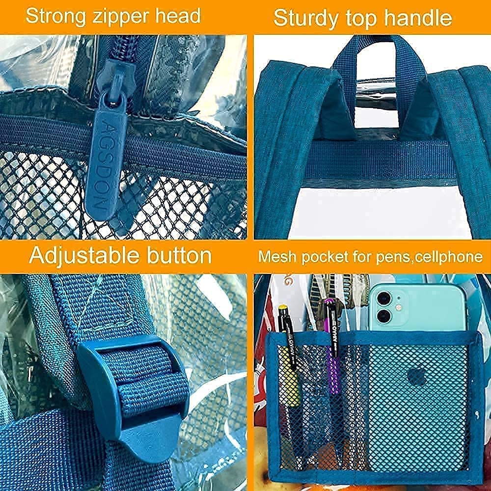 Clear Backpack for women and men, Heavy Duty Transparent Bookbag - 16" See Through Large Backpacks Stadium Approved
