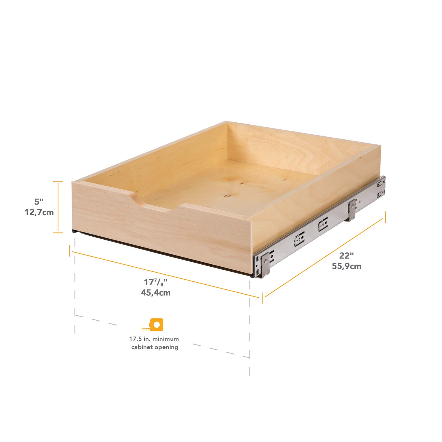 Knape & Vogt RS-WMUB-17-WD 5 in. H x 18 in. W x 22 in. D Soft-Close Wood Drawer Box Pull-Out Cabinet Organizer