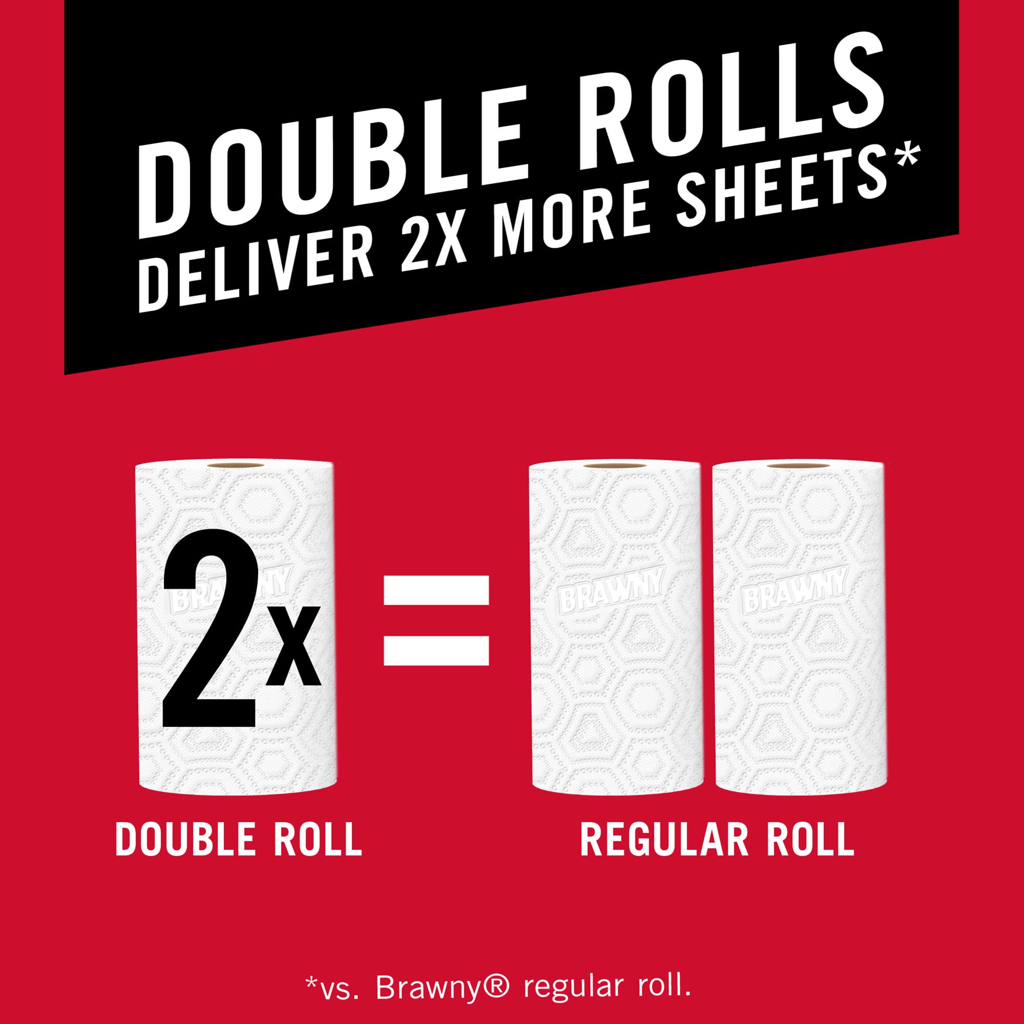 Brawny® Tear-A-Square® Paper Towels, 2 Double Rolls = 4 Regular Rolls