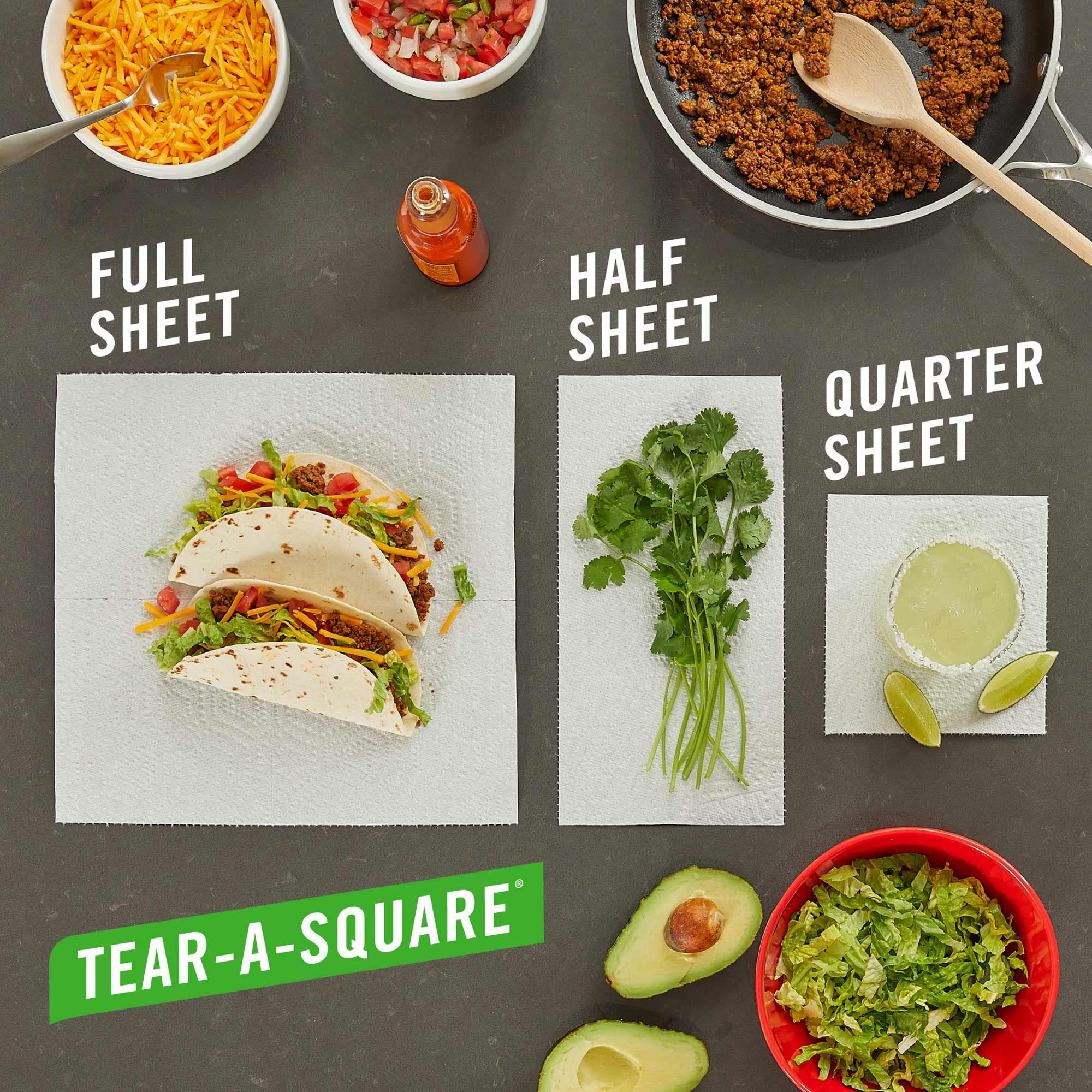 Brawny® Tear-A-Square® Paper Towels, 2 Double Rolls = 4 Regular Rolls