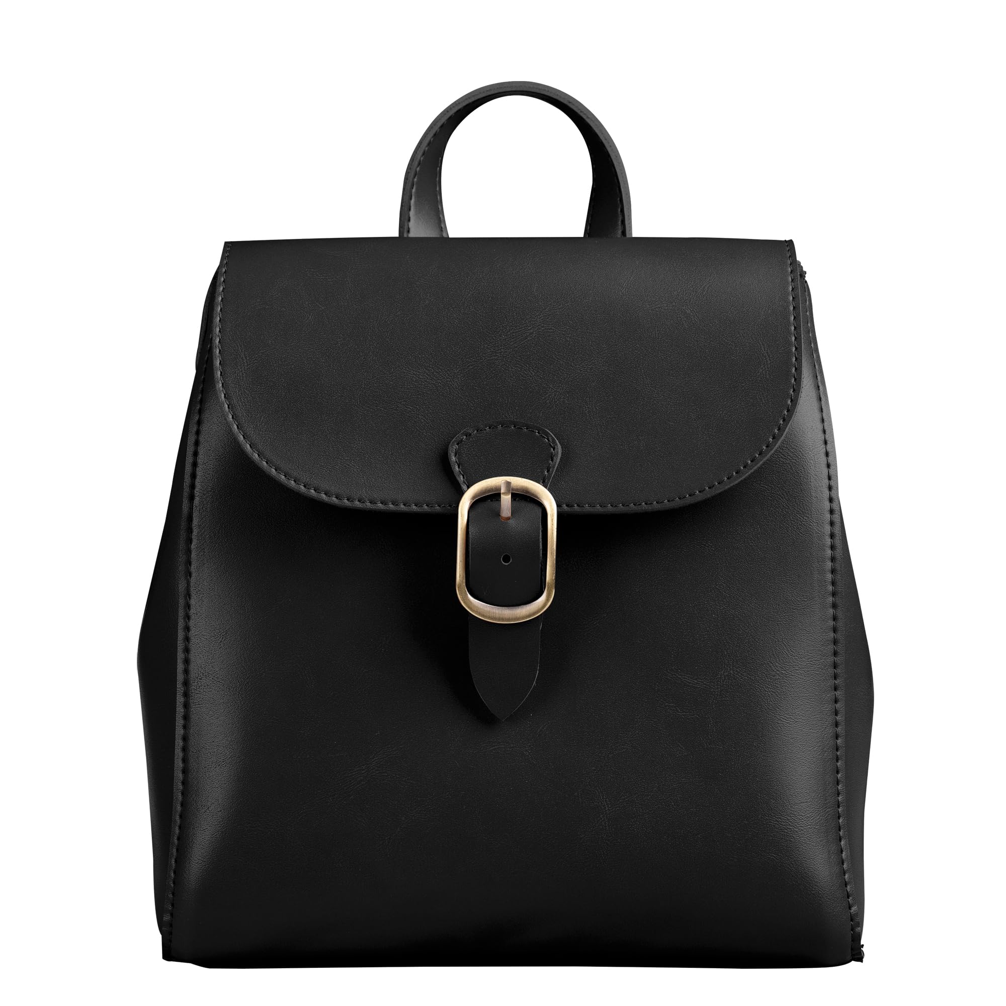 SUNLIGHT LEAVES Simple Vegan Leather Flap 3 Way Convertible Backpack For Women Classic Vintage Faux Leather Fashion Daypack (Black)