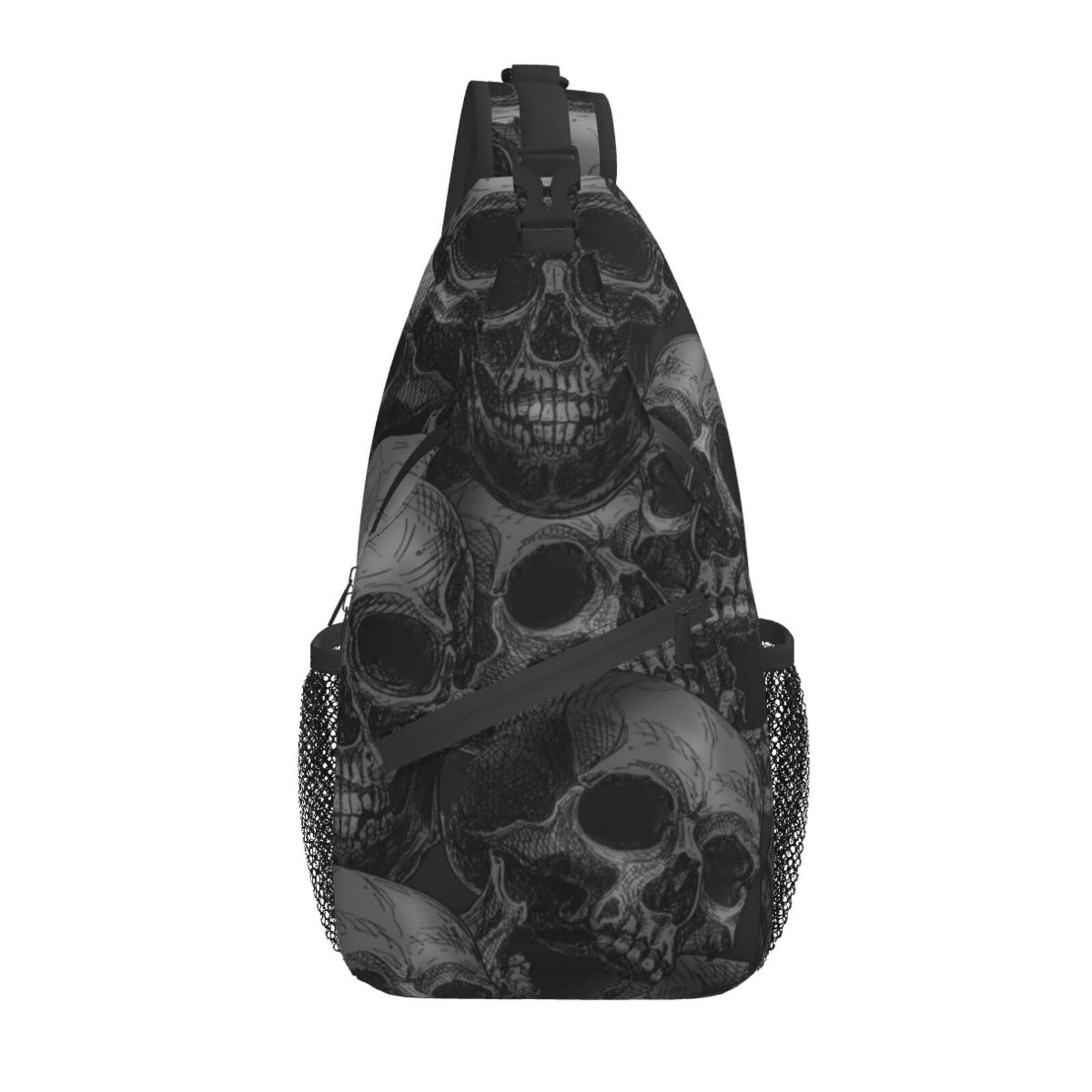 Cool Skull Crossbody Sling Backpack For Men Women,Shoulder Chest Daypack Bag For Travel Hiking