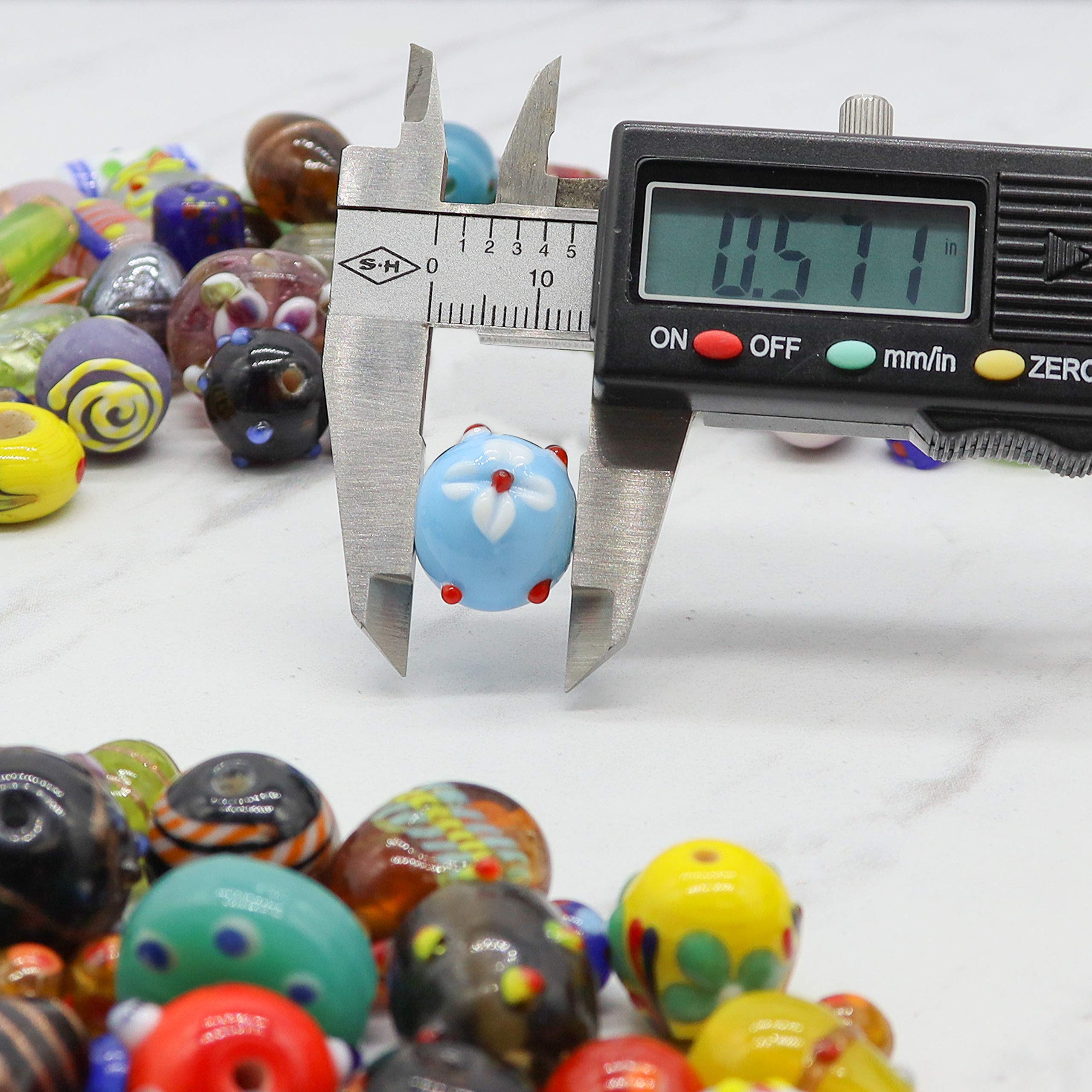Fun-Weevz Assorted Glass Beads for Jewelry Making Adults, Bulk Glass Beads for Crafts, Lampwork Murano Bead Mix for Bracelets and Necklaces,Crafting Beads Supplies Kit, Large & Small Beads