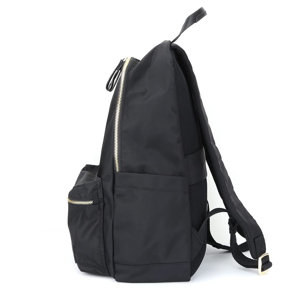Camelia de Amour Women backpack purse Fashion Nylon Rucksack medium size (t295-115 black/gold Hardware)