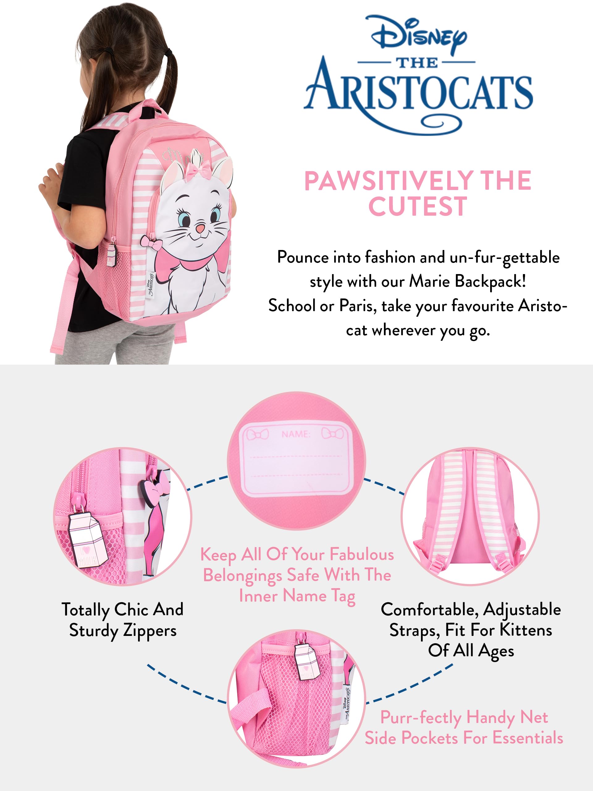 Disney Kids Aristcats Backpack Marie Pink
