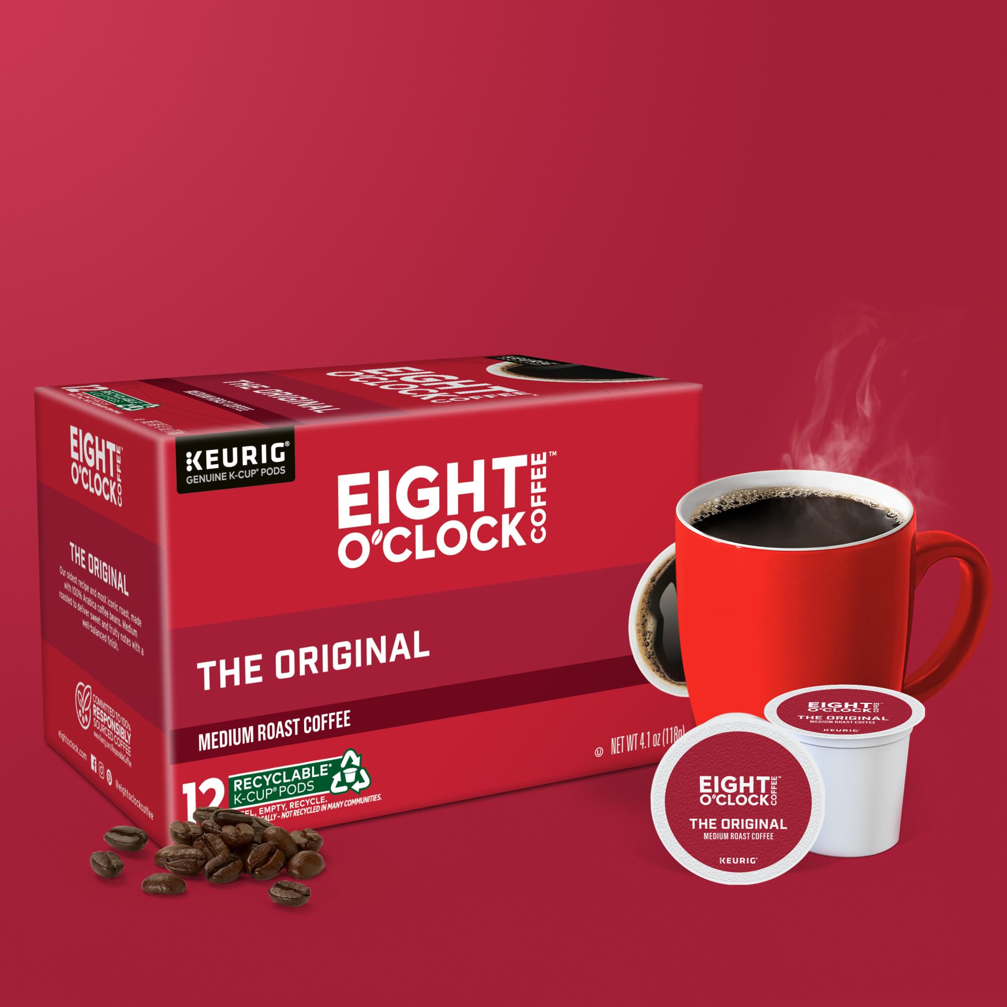 Eight O'Clock Coffee The Original, Single-Serve Keurig K-Cup Pods, Medium Roast Coffee Pods, 72 Count