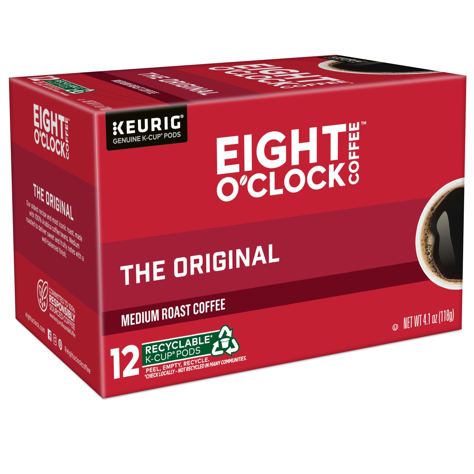 Eight O'Clock Coffee The Original, Single-Serve Keurig K-Cup Pods, Medium Roast Coffee Pods, 72 Count