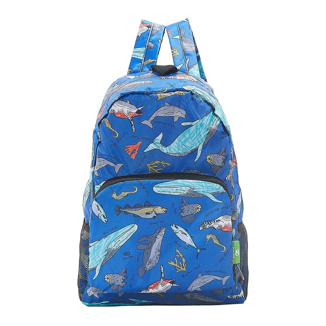 ECO CHIC Lightweight Foldable Backpack (Sea Creatures Blue)