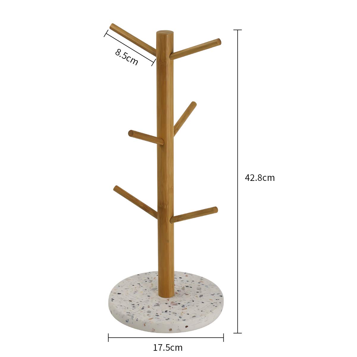 TOPSKY Coffee Mug Holder for Counter, Mug Holder Tree, Coffee Cup Rack Tree, Standing Coffee Mug Station Organizer with 6 Hanger Hooks for Countertop, Vertical Mugs Storage Rack, Free Up Cabinet Space