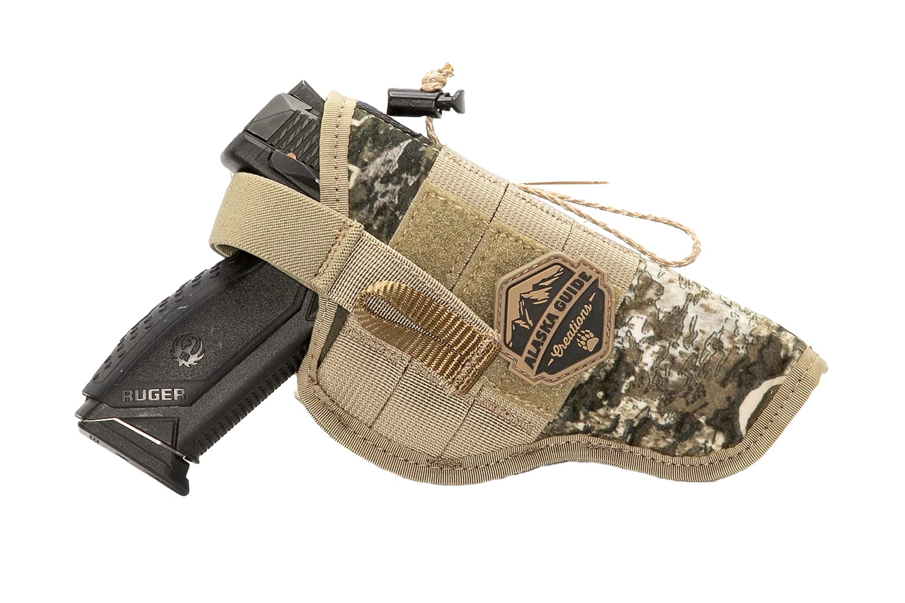Alaska Guide Creations Pistol Holster One Size Fits Most | Open Carry Pistol Holder | Camo Hunting Harness (Realtree Edge)
