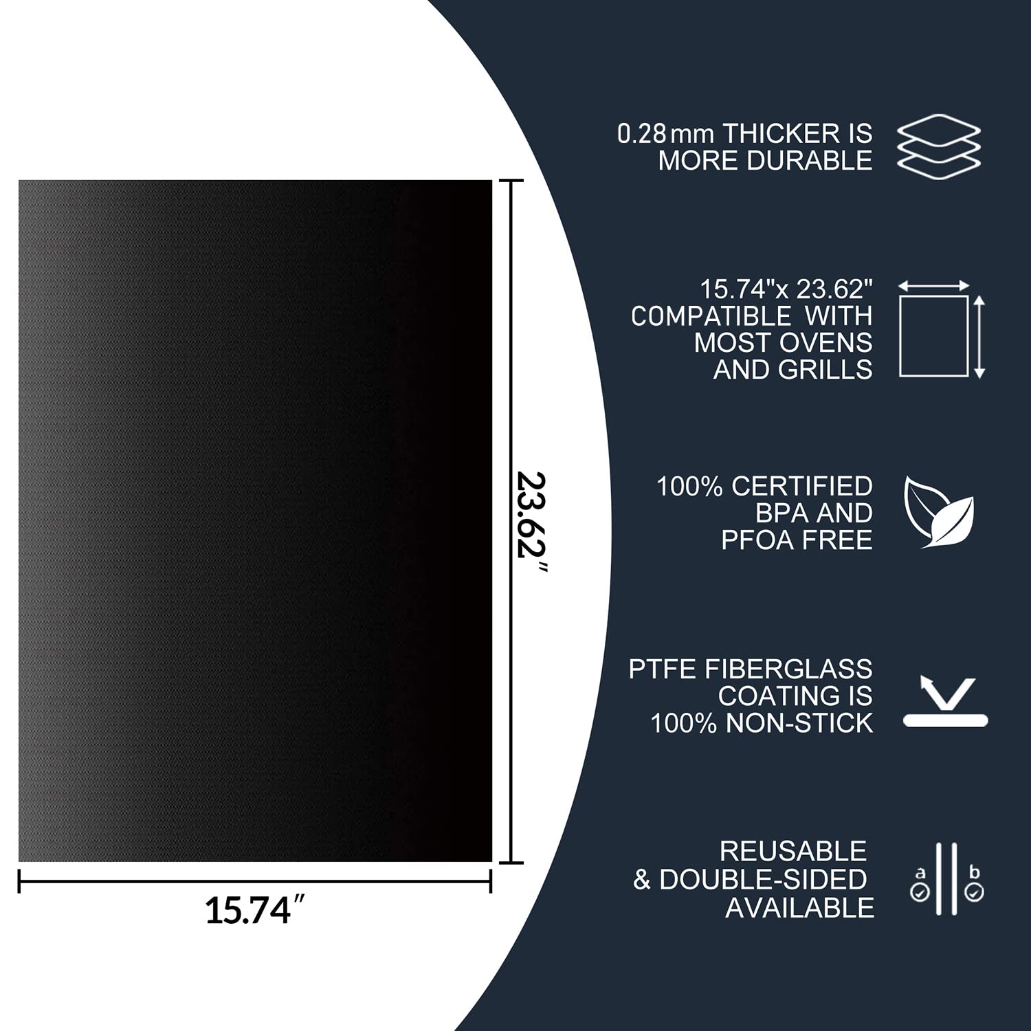 Oven Liners for Bottom of Oven, 2 Pack Large Thick Heavy Duty Non-Stick Oven Mat Set, 15.74"x 23.62" BPA and PFOA Free Oven Floor Protector Liner, Kitchen Friendly Cooking Accessory