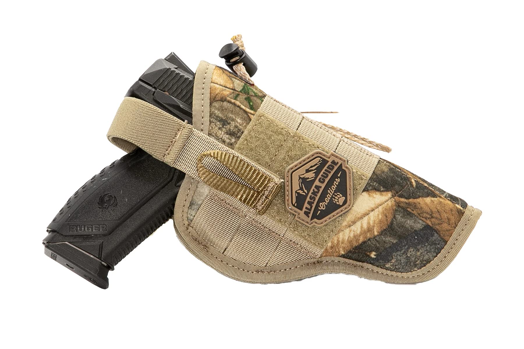 Alaska Guide Creations Pistol Holster One Size Fits Most | Open Carry Pistol Holder | Camo Hunting Harness (Realtree Edge)