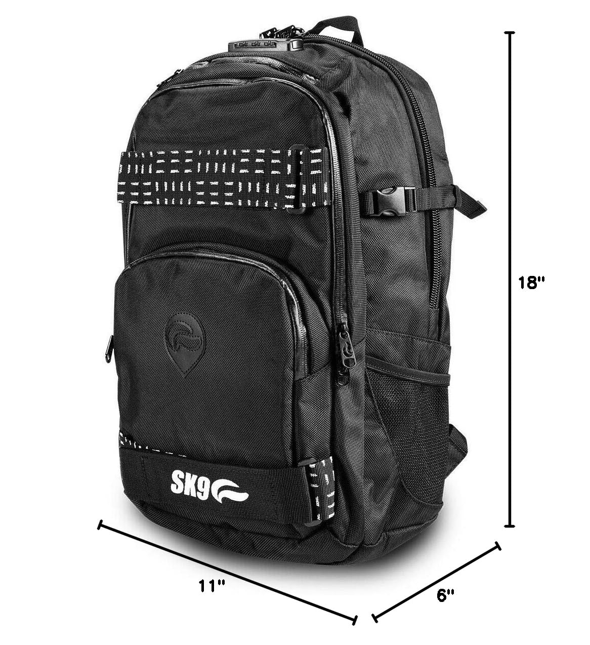 Skunk Nomad Skaters Backpack - Smell Proof - Water Proof - With Combination Lock (Black)
