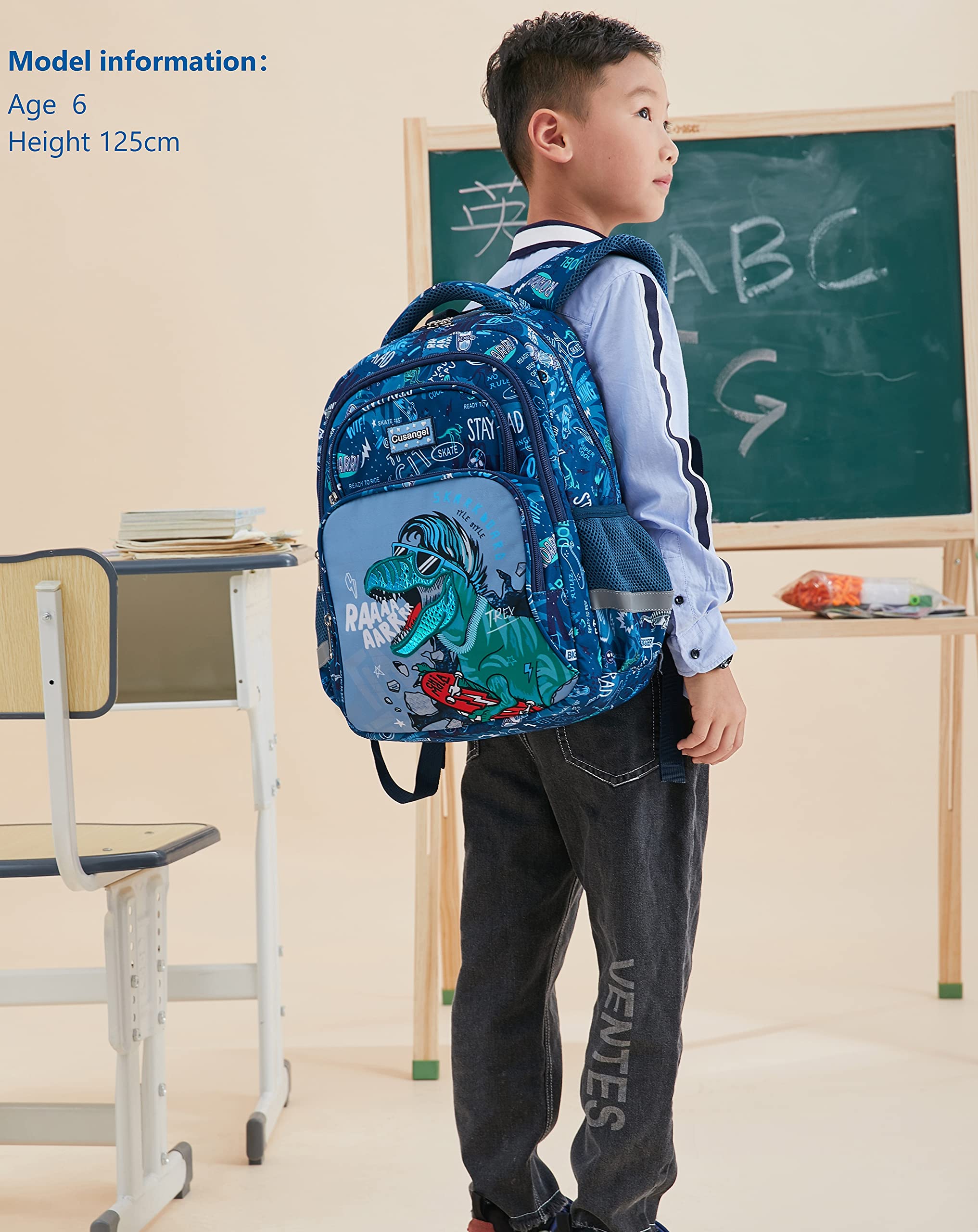 Wawakube 3Pcs Boys Dinosaur Backpack Set with Lunch Box Pencil Case, School Book Bag for Kids Elementary Preschool