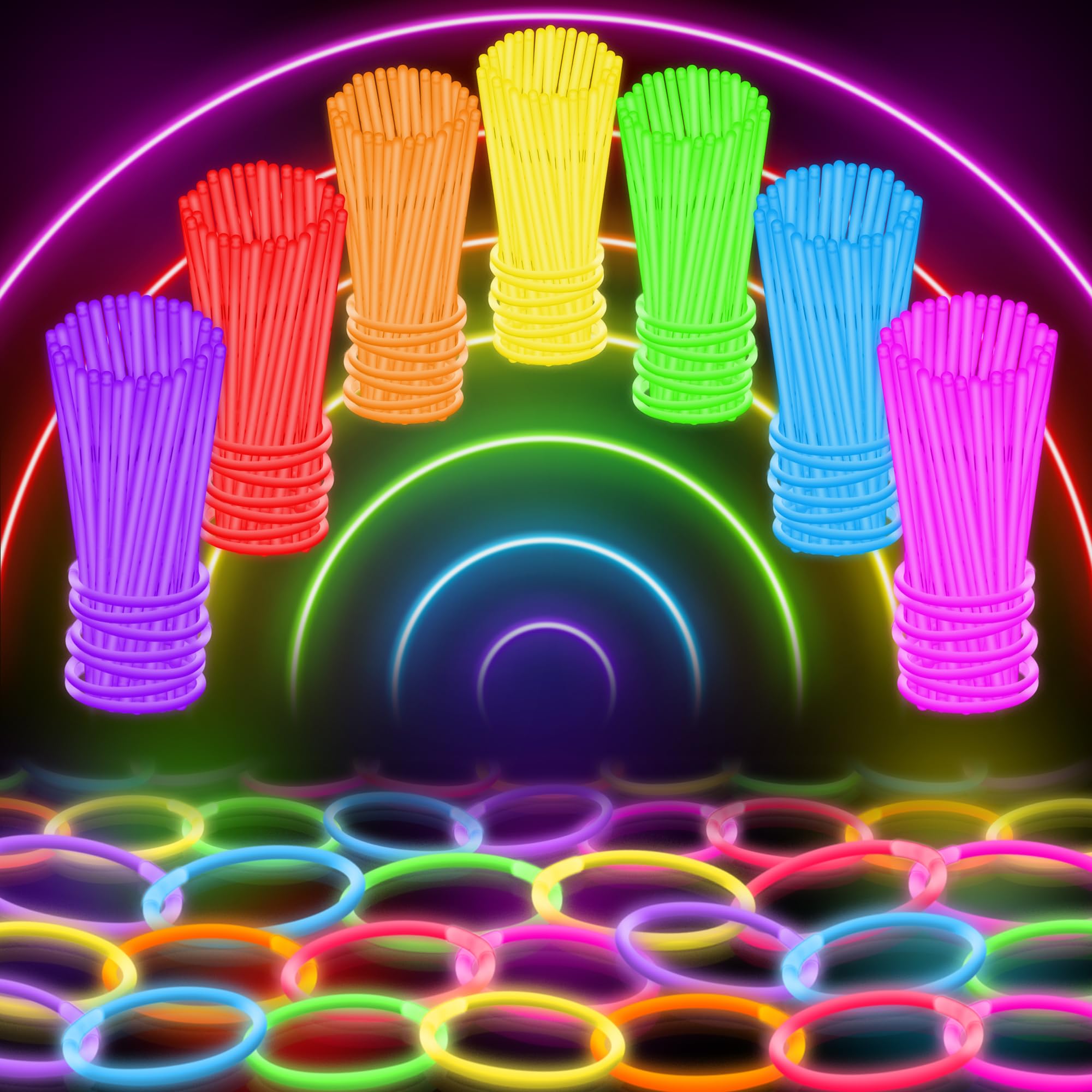 100 Ultra Bright Glow Sticks Bracelets and Necklaces - Halloween Glow in The Dark Party Supplies Decorations - Bulk 8" Glowsticks Party Favors Pack