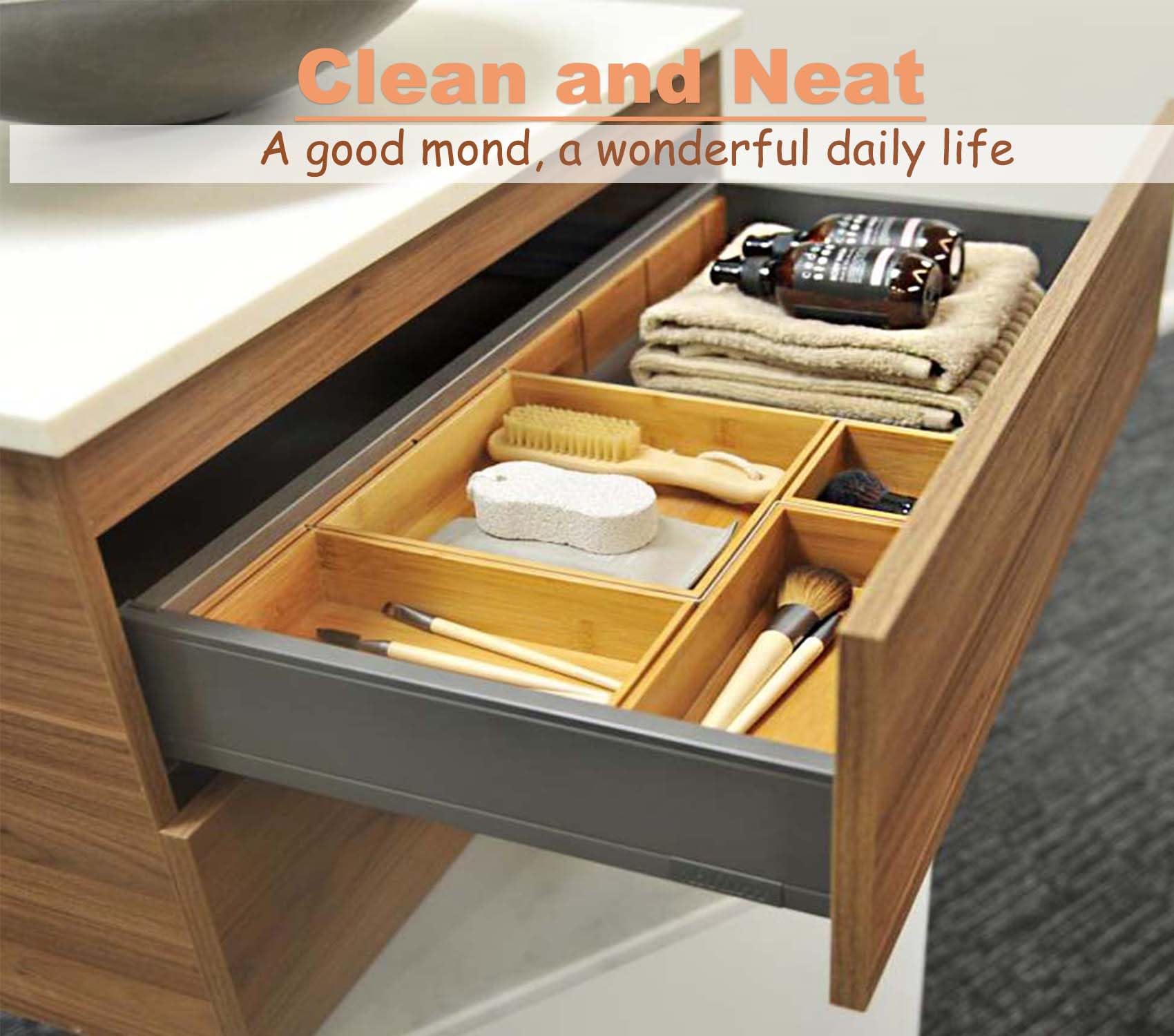 Sansnow Bamboo Kitchen Seasoning Box Tableware Knife Fork Organizer Box, Bamboo 12"*4"