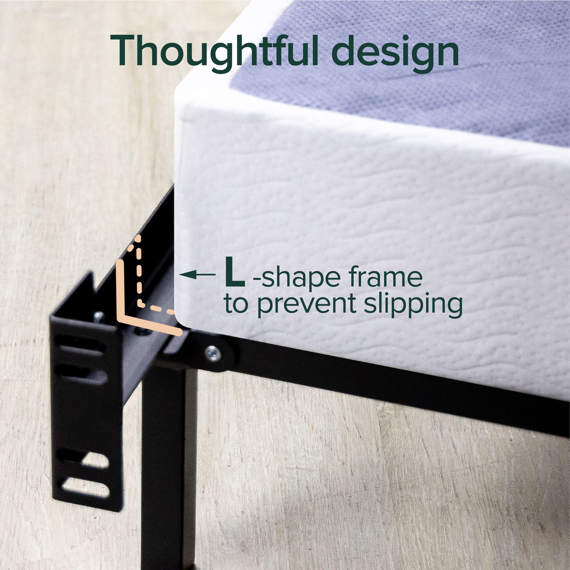 ZINUS Compack Metal Bed Frame / 7 Inch Support for Box Spring and Mattress Set, Black, Queen