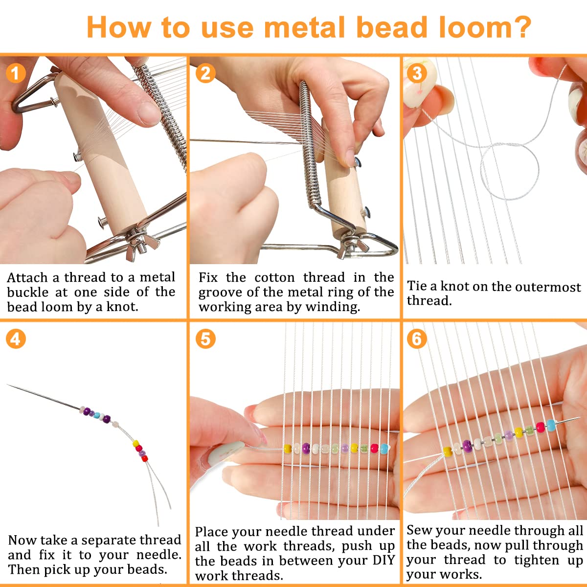 hobbyworker The Second Generation Adjustable Bead Loom Kit with Seed Beads,Large Eye Curved Beading Needle,Bead Funnel Tray,Lobster Clasp,Open Ring and Bead Mat for Jewelry Making kit
