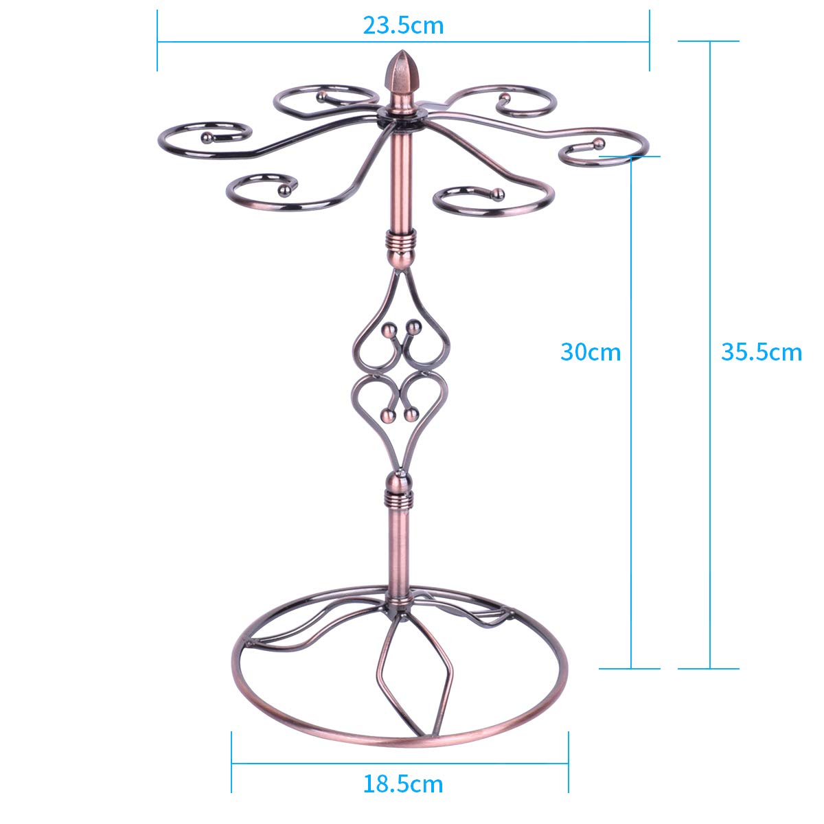 Senkoovi Wine Glass Holder Bronze Tabletop Stemware Rack with 6 Hooks Freestanding Cup Storage Classic Stainless Steel for Home and Bar