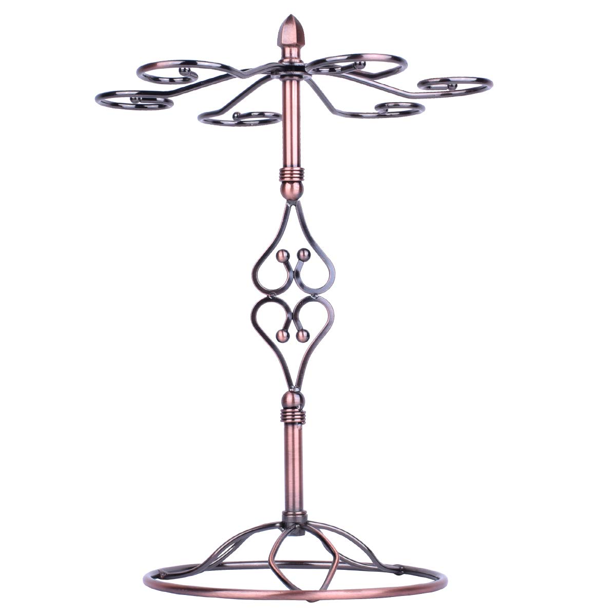 Senkoovi Wine Glass Holder Bronze Tabletop Stemware Rack with 6 Hooks Freestanding Cup Storage Classic Stainless Steel for Home and Bar