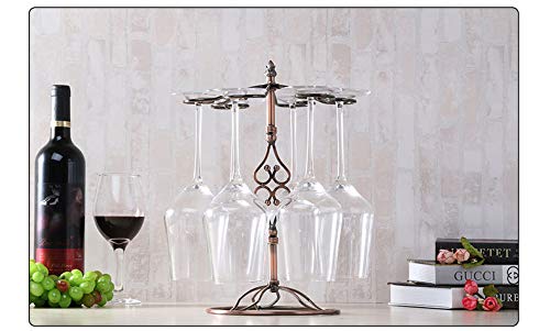Senkoovi Wine Glass Holder Bronze Tabletop Stemware Rack with 6 Hooks Freestanding Cup Storage Classic Stainless Steel for Home and Bar