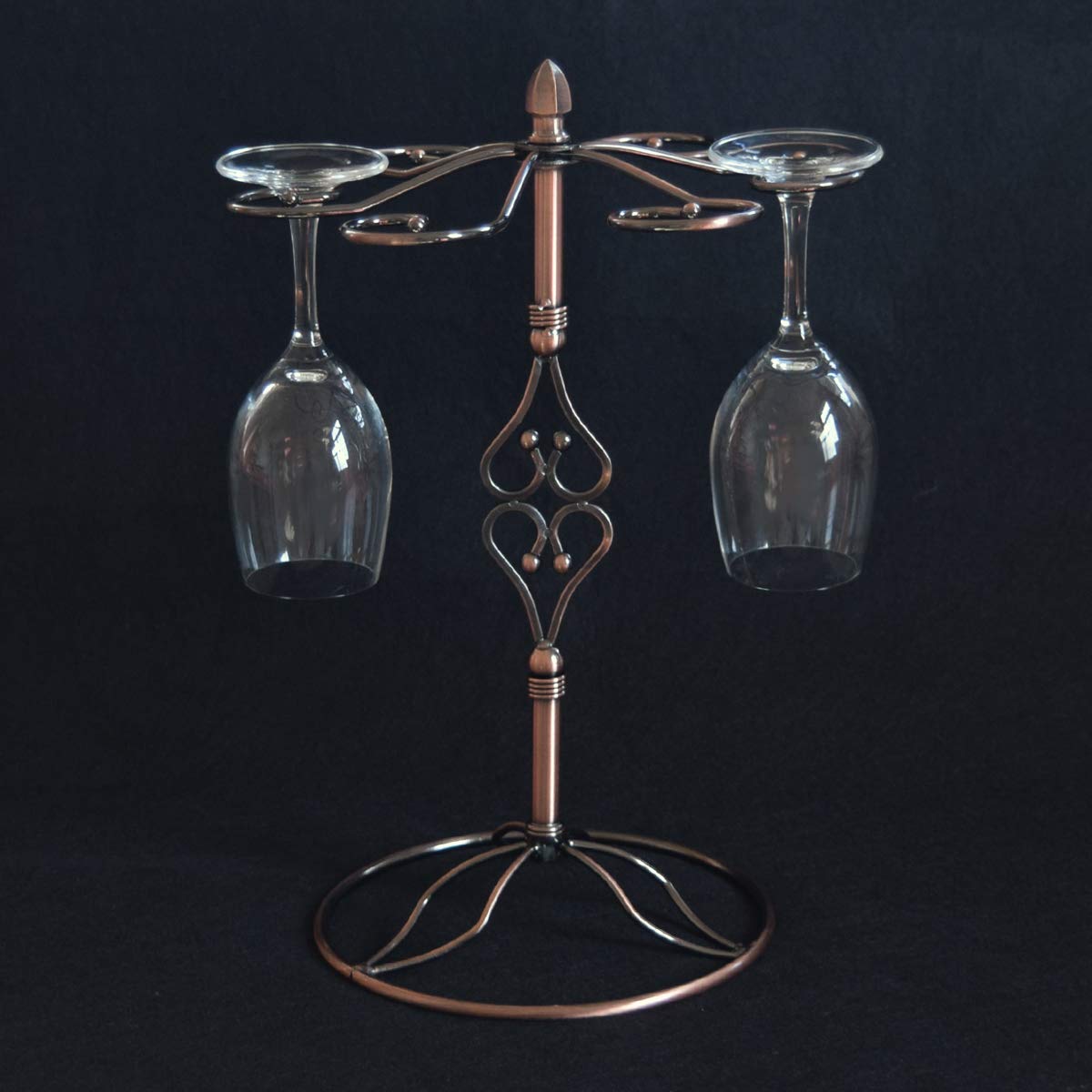 Senkoovi Wine Glass Holder Bronze Tabletop Stemware Rack with 6 Hooks Freestanding Cup Storage Classic Stainless Steel for Home and Bar