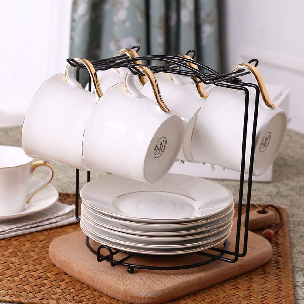 LGCTION Euro Large 6-Mug Holder, Countertop Mug Tree, Coffee Mugs & Tea Cup Storage Rack, Coffee Counter Bar Accessory & Kitchen Organizer