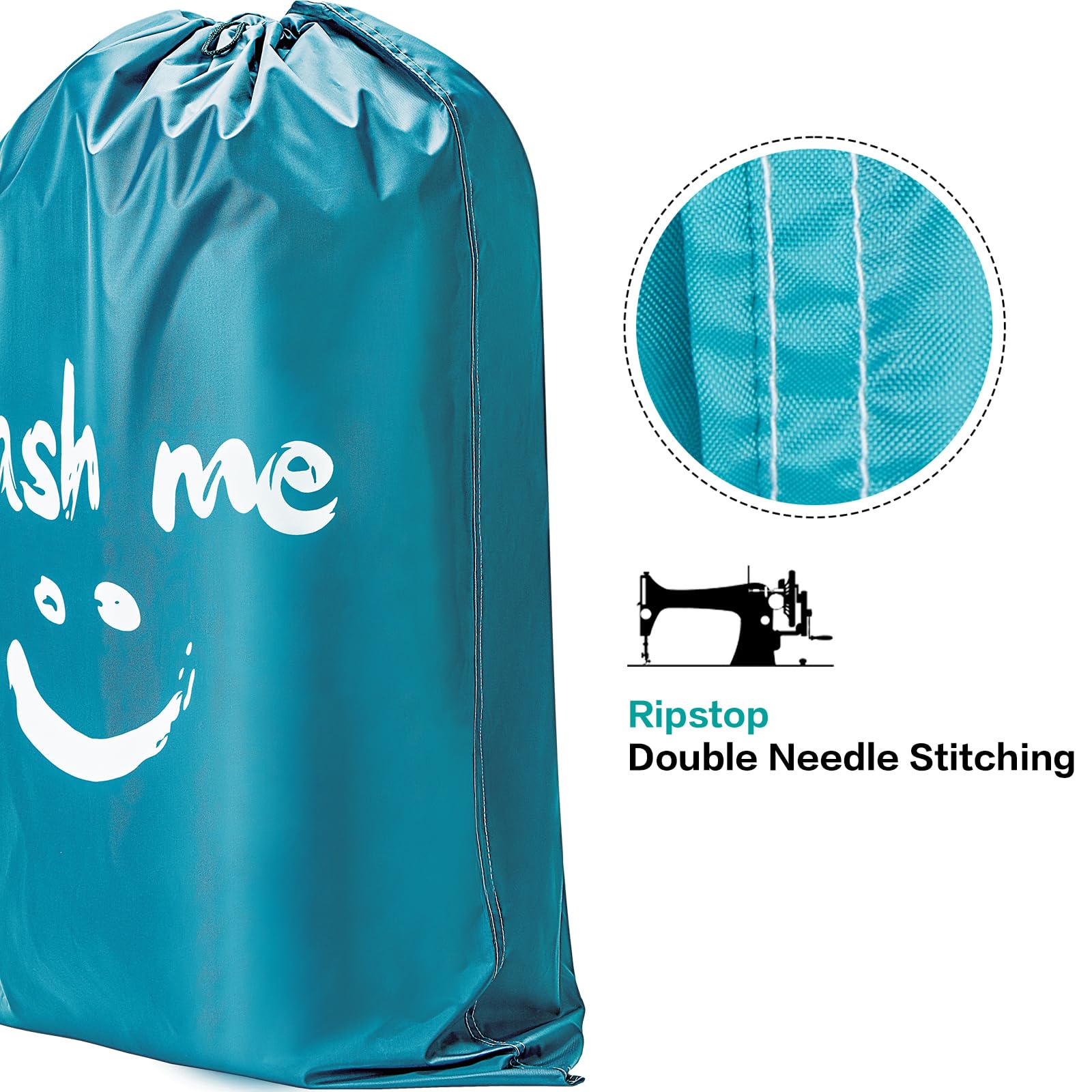 HOMEST 2 Pack XL Wash Me Travel Laundry Bag, Machine Washable Dirty Clothes Organizer, Large Enough to Hold 4 Loads of Laundry, Easy Fit a Laundry Hamper or Basket