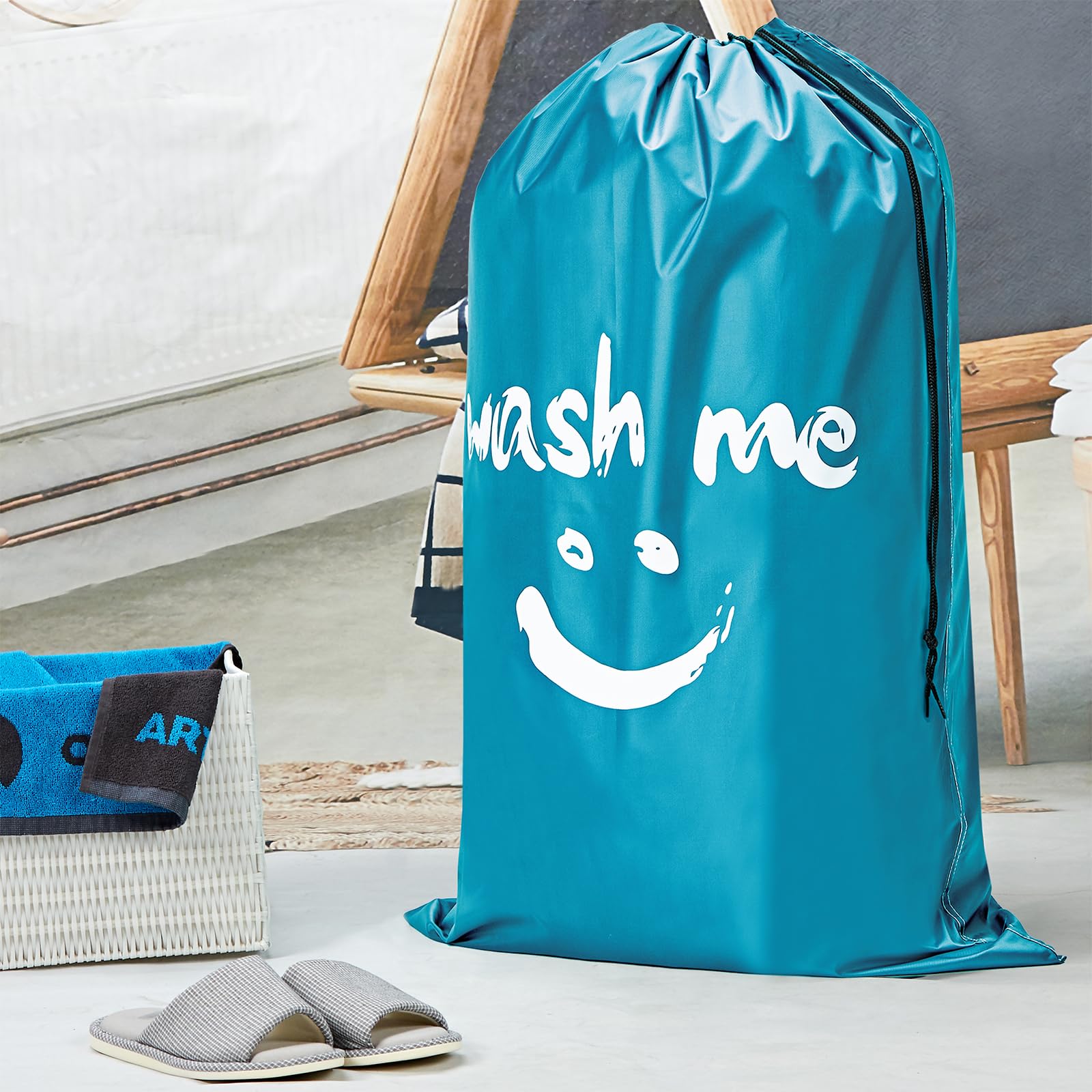 HOMEST 2 Pack XL Wash Me Travel Laundry Bag, Machine Washable Dirty Clothes Organizer, Large Enough to Hold 4 Loads of Laundry, Easy Fit a Laundry Hamper or Basket