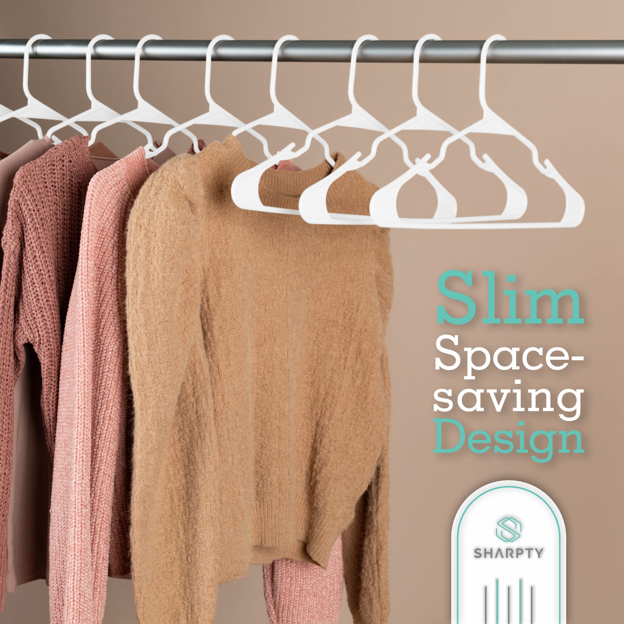 Sharpty Plastic Clothing Notched Hangers Ideal for Everyday Standard Use, (White, 20 Pack)