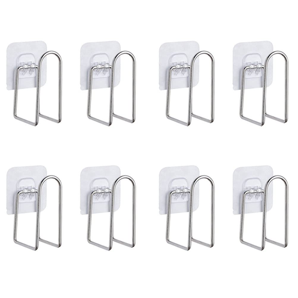 chenyesun 4 Pairs of Pot Lid Organizer, Stainless Steel Wall Mounted Lid Holder ,Adjustable Cabinet Door Self Adhesive Pan Lid Organizer Pot Hangers for Kitchen Wall Mount (Silver-1)
