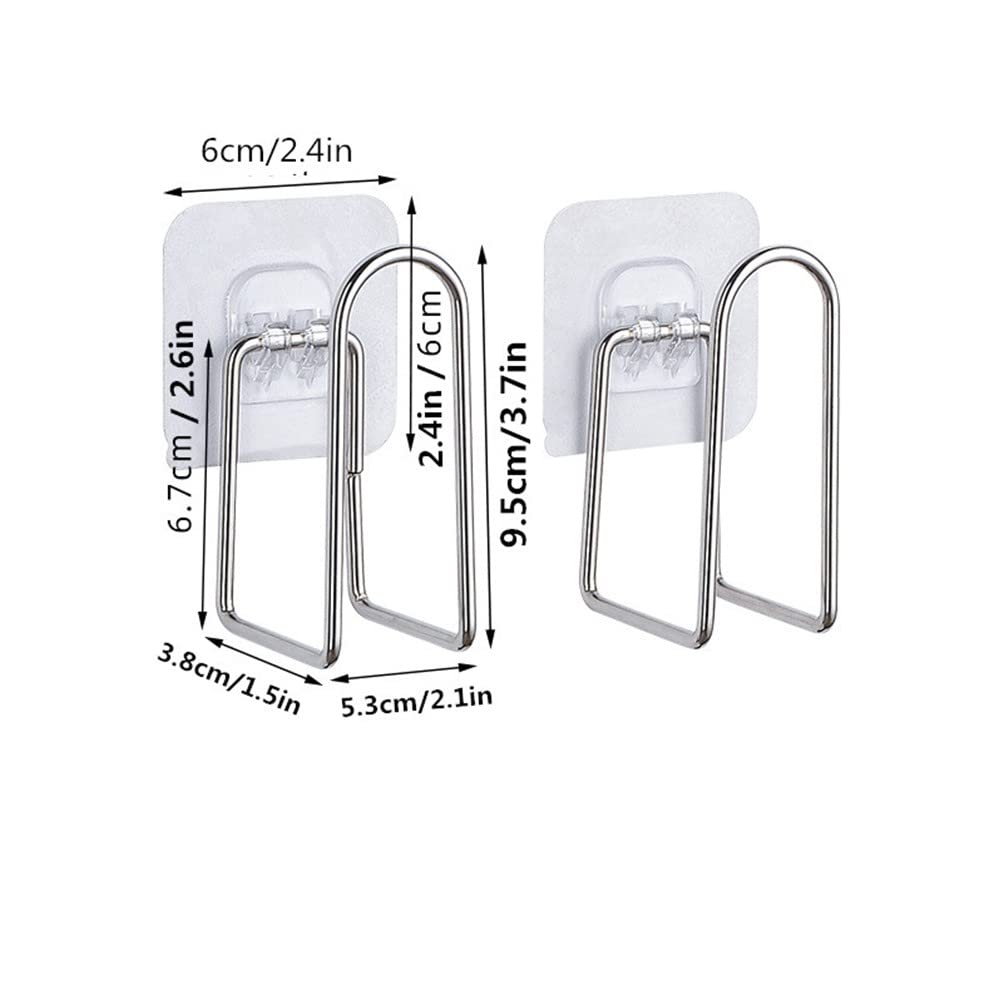 chenyesun 4 Pairs of Pot Lid Organizer, Stainless Steel Wall Mounted Lid Holder ,Adjustable Cabinet Door Self Adhesive Pan Lid Organizer Pot Hangers for Kitchen Wall Mount (Silver-1)