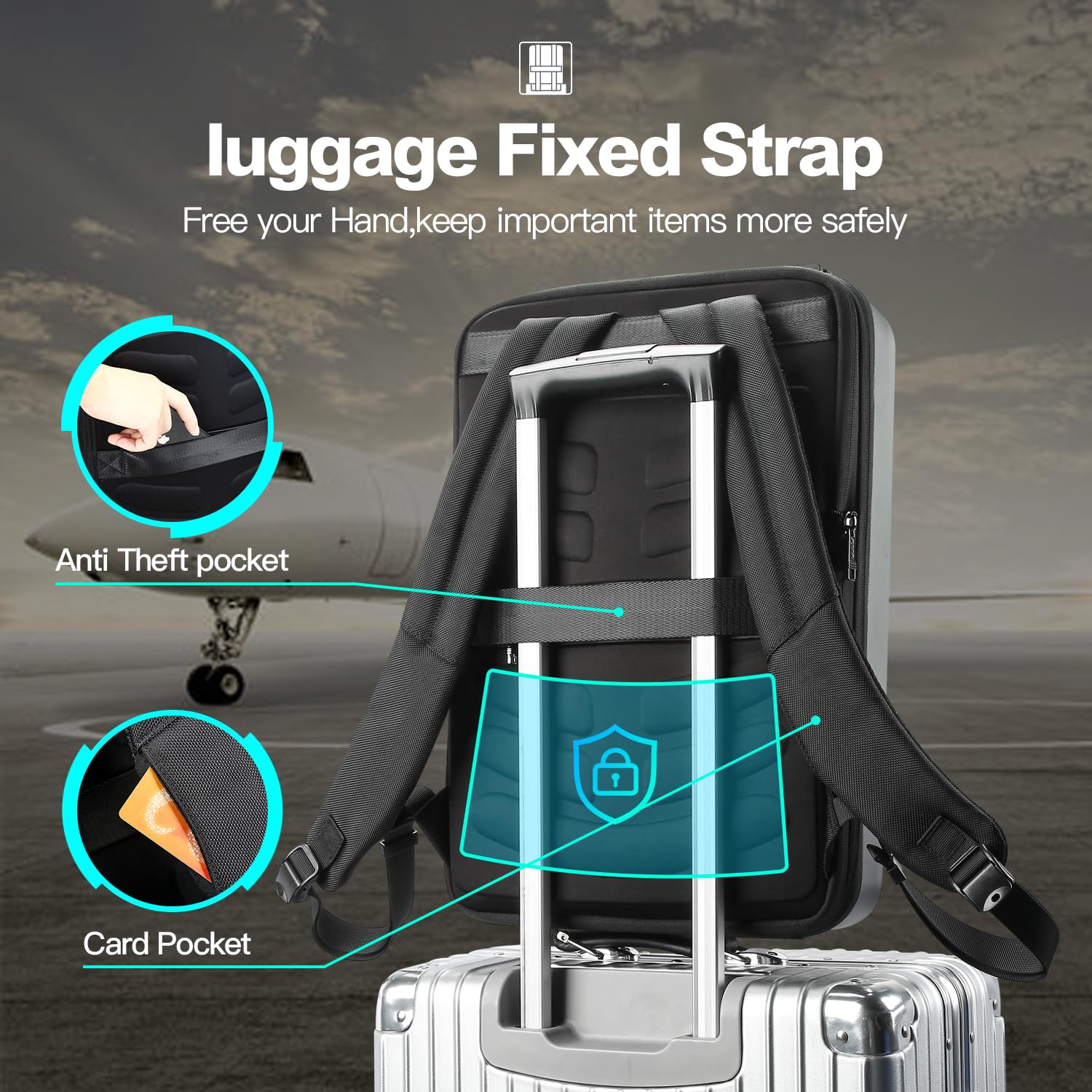 BOPAI Hard Shell Tsa Laptop Backpack for Men Gaming Backpack for 17.3 inch Anti Theft Expansion Backpack Light Slim Black Usb Waterproof 15.6 Rucksack