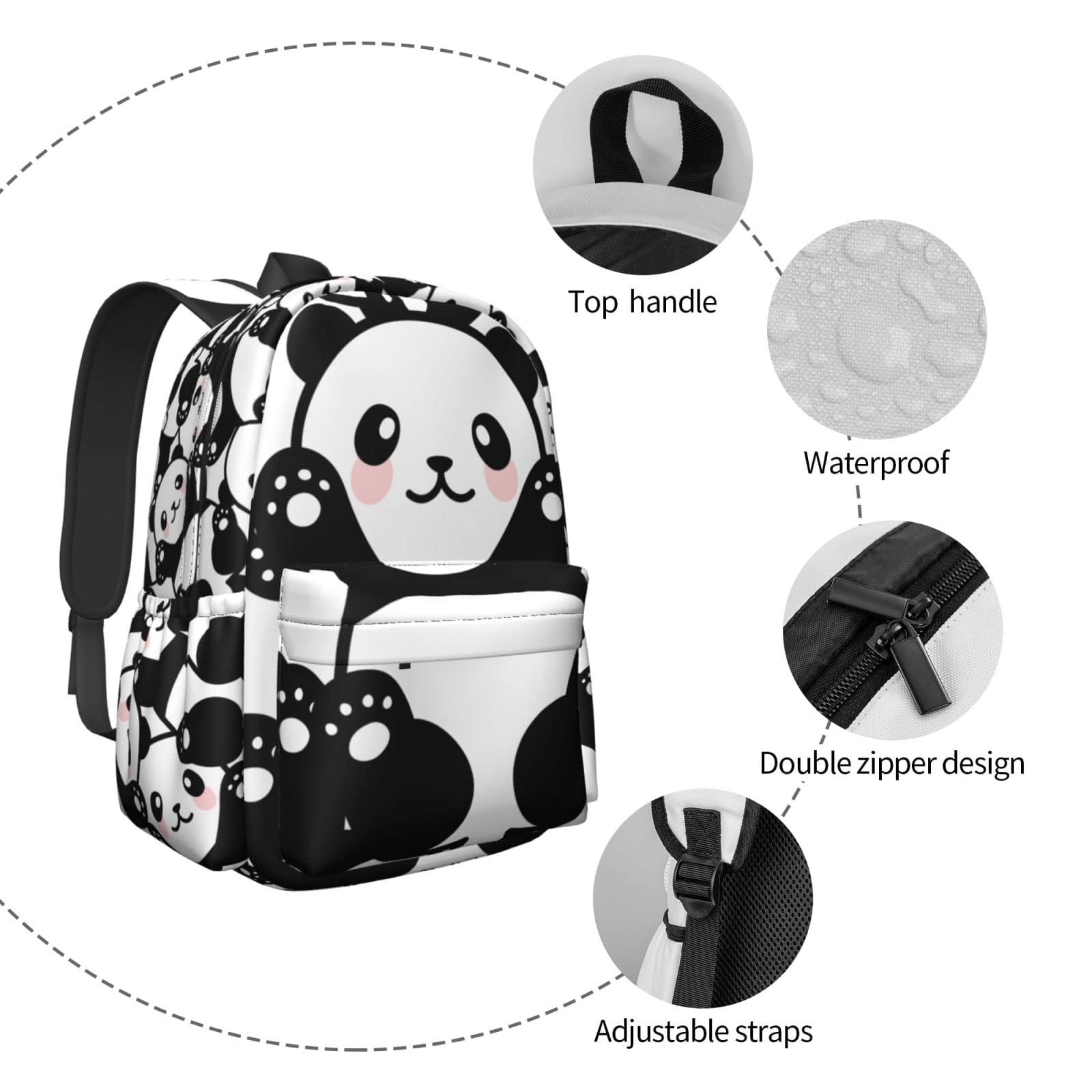 Cute Panda Backpack Large Laptop Backpack Lightweight Backpack Casual Daypack for Boys Girls
