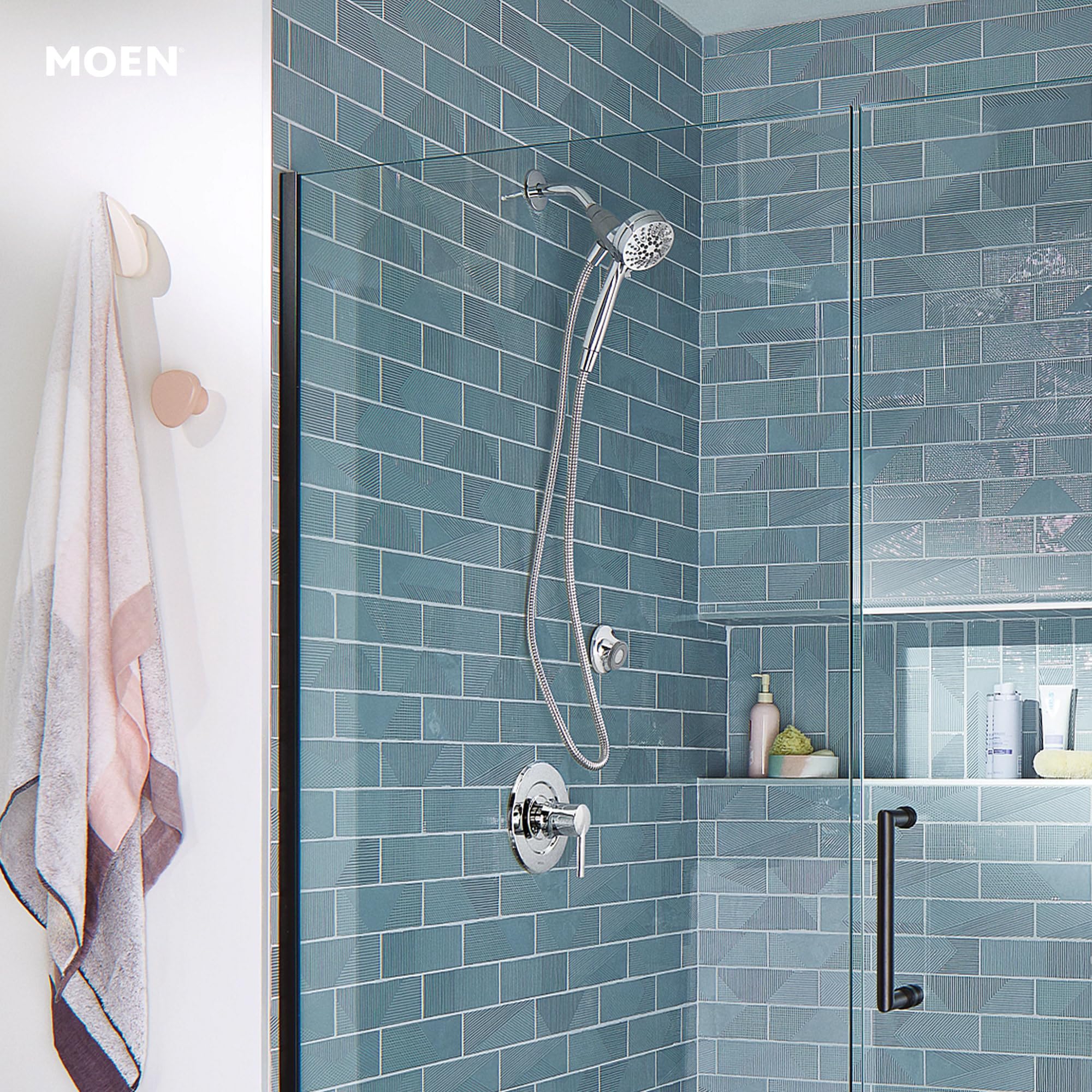 Moen Chrome Engage Magnetix 3.5-Inch Six-Function Eco-Performance Handheld Showerhead with Magnetic Docking System, Removable Shower Head with Metal Hose, 26100EP
