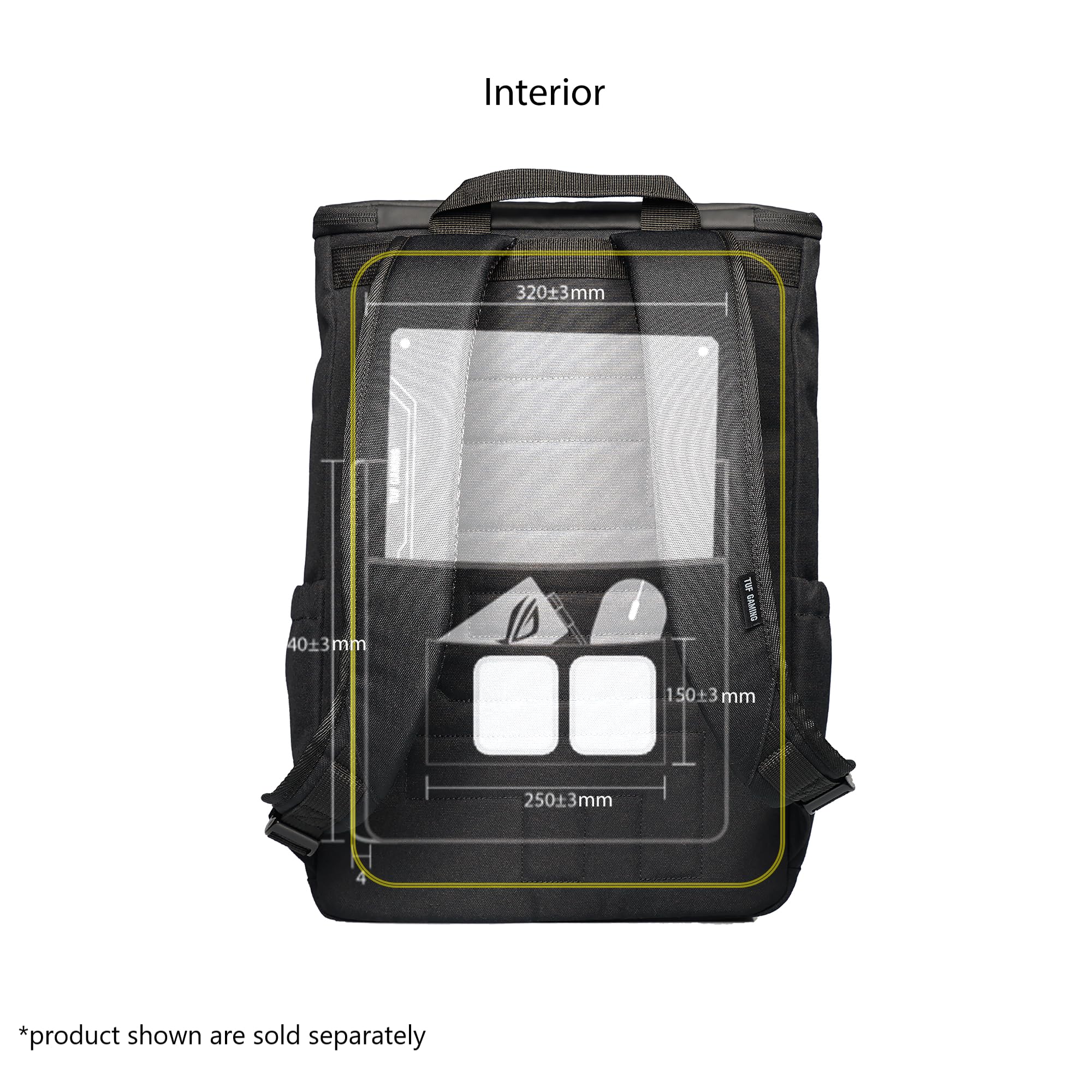ASUS ROG BP4701 43.18 cm Gaming Backpack (Black), with Holographic Cybertext Printing, Roll Up Design, Suitable for up to 43.18 cm Laptop