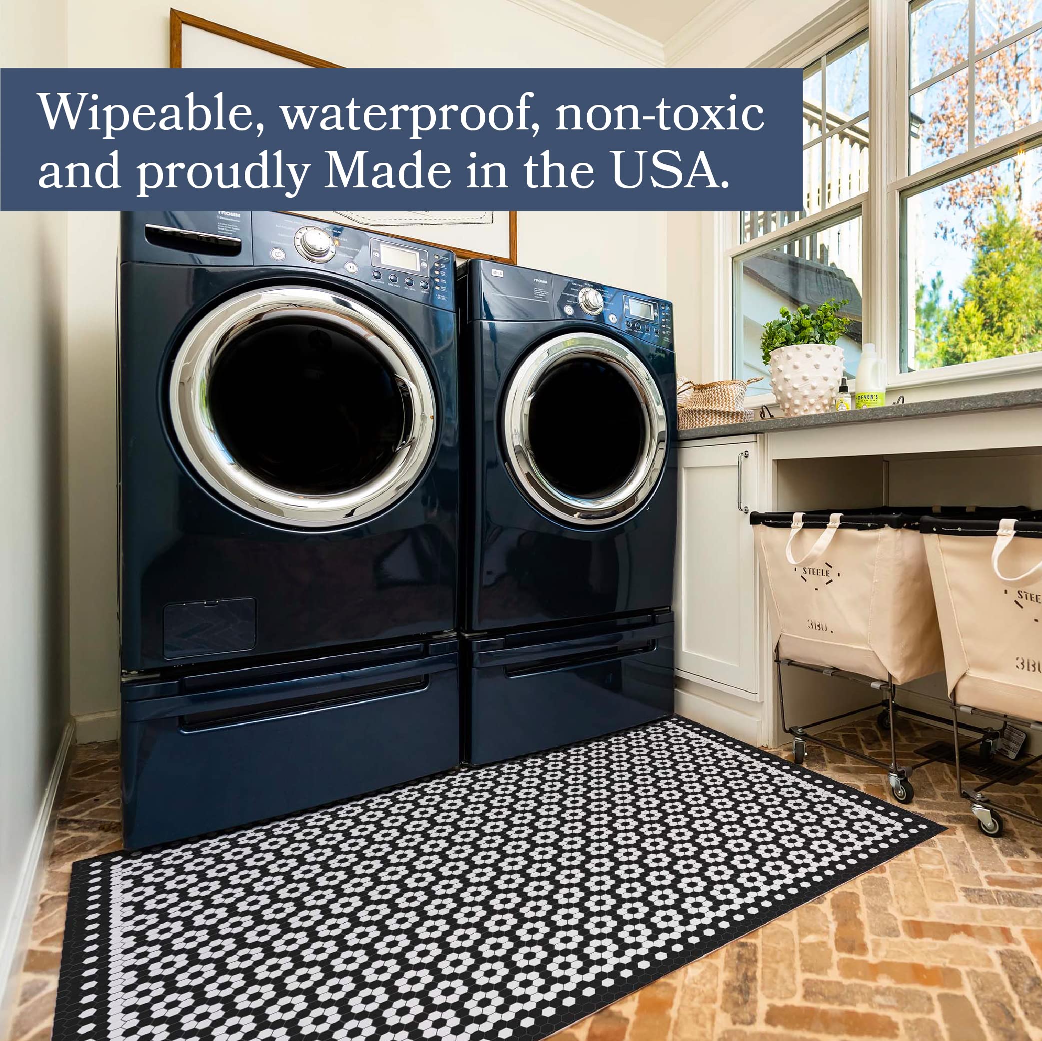 Carolina Creekhouse Melissa FloorFlat (057825UA) | Decorative Vinyl Floor Covering | Lay Flat | Durable | No Curling Edges | Waterproof | Easy Clean | Wipeable | Eco-Friendly | 2x3 Mat|Grey