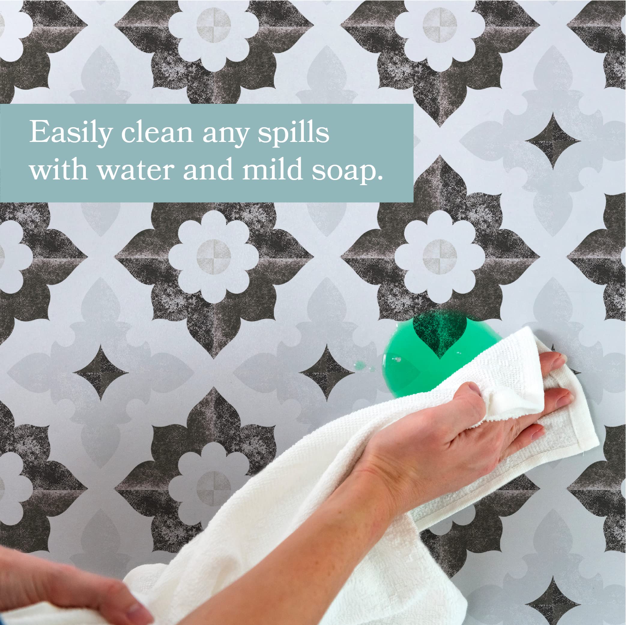 Carolina Creekhouse Melissa FloorFlat (057825UA) | Decorative Vinyl Floor Covering | Lay Flat | Durable | No Curling Edges | Waterproof | Easy Clean | Wipeable | Eco-Friendly | 2x3 Mat|Grey