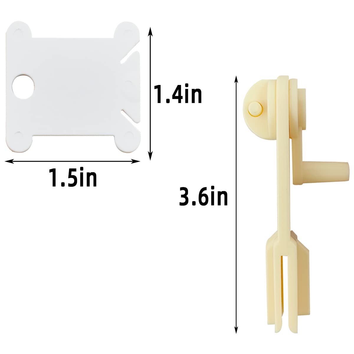 120 Pcs Plastic Floss Bobbins with 1 Pcs Bobbin Winder for Cross Stitch Embroidery Cotton Thread Embroidery Floss Thread Craft DIY Sewing Storage Thread Organizer Holder Embroidery DIY Cards (White)